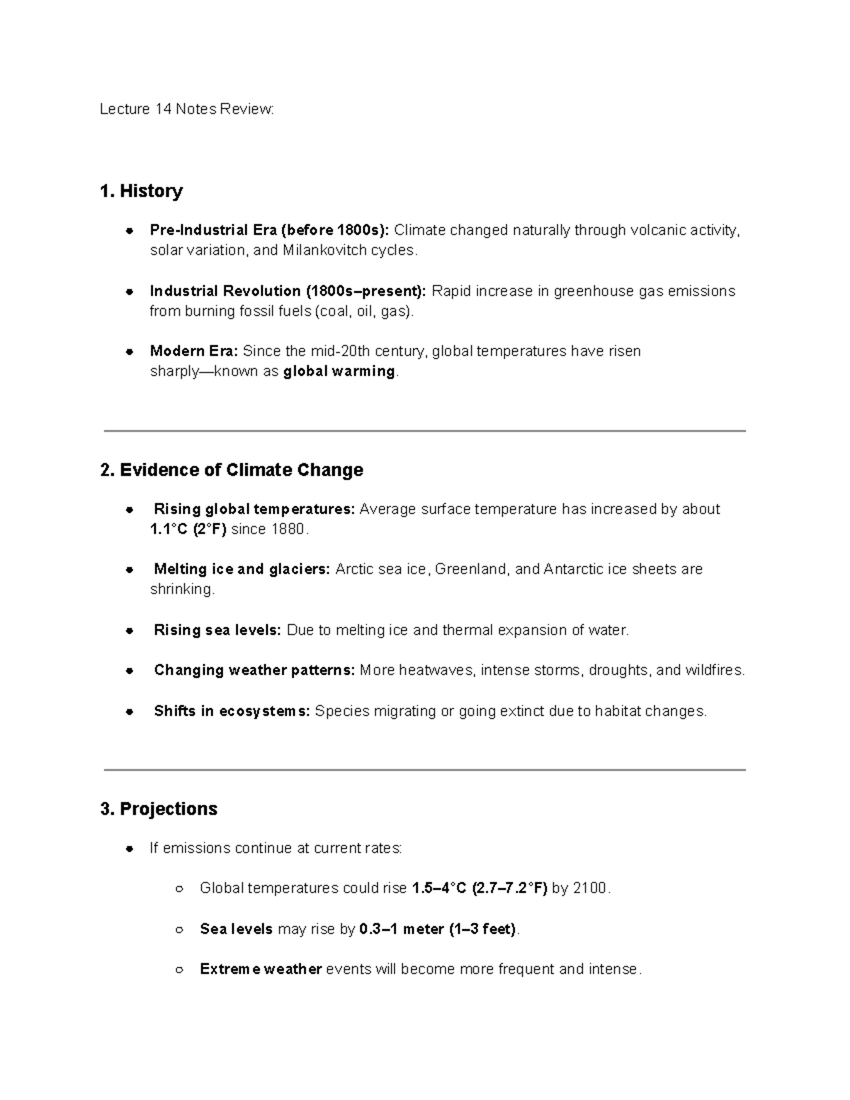 Lecture 14 Study Guide: Climate Change Overview and Impacts - Studocu