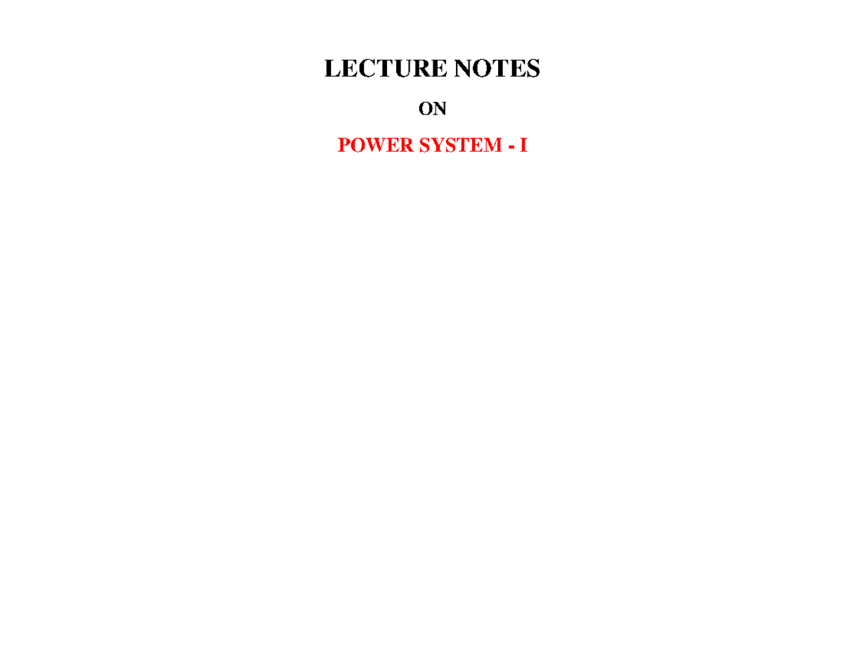 Power Systems-I Lecture Notes: Understanding Thermal Power Stations ...