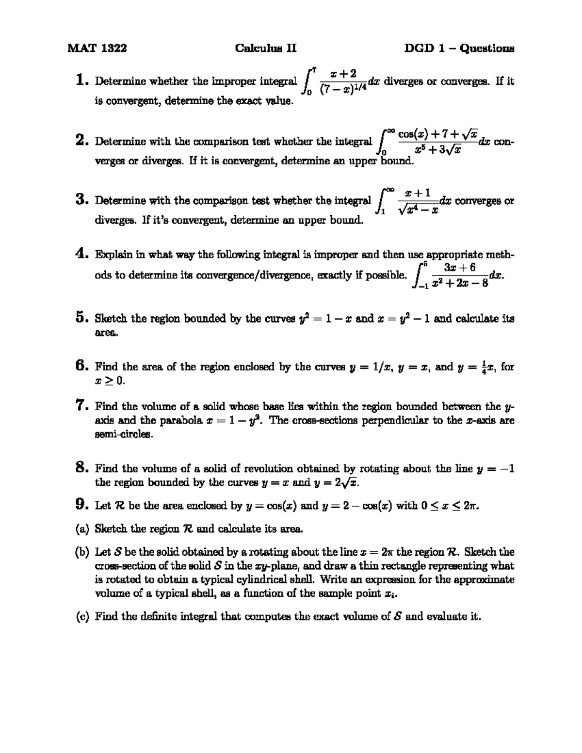 MAT1322 DGD 1 - Discussion group material - MAT 1322 Calculus II DGD 1 ...