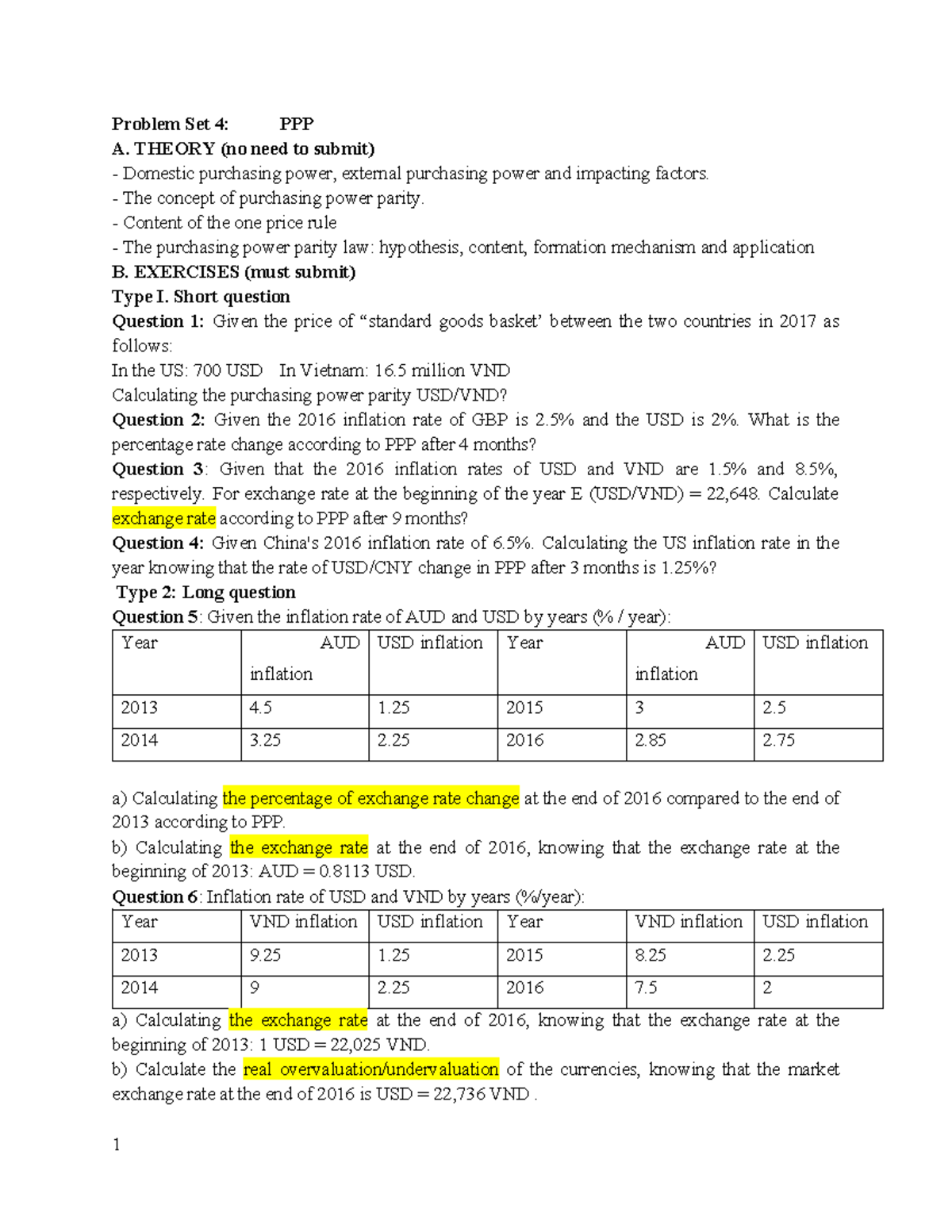 Problem Set 4+5 - sdfsdfsdfsd - Problem Set 4 : PPP A. THEORY (no need ...