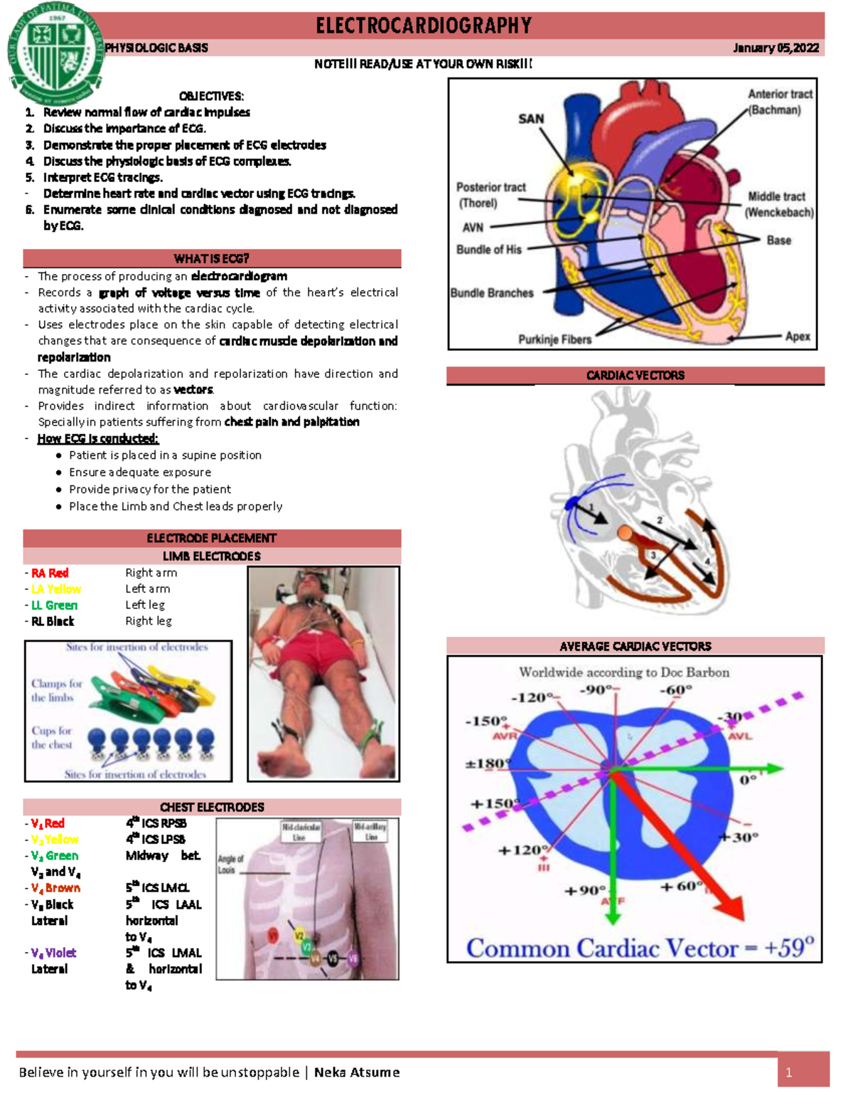 Electrocardiography (ECG) Lecture Notes: Key Concepts and Techniques ...