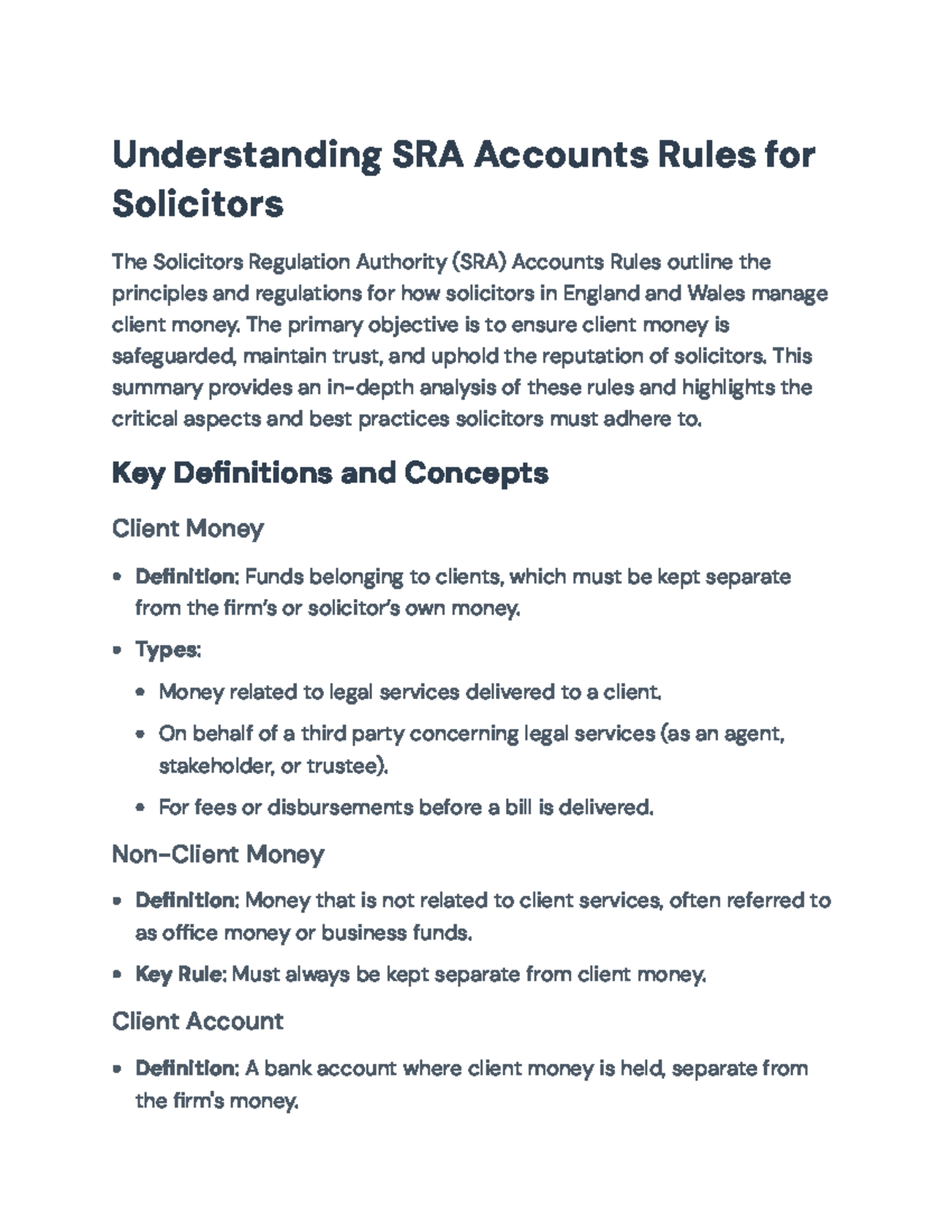 Understanding SRA Accounts Rules: Guidelines for Solicitors Compliance ...