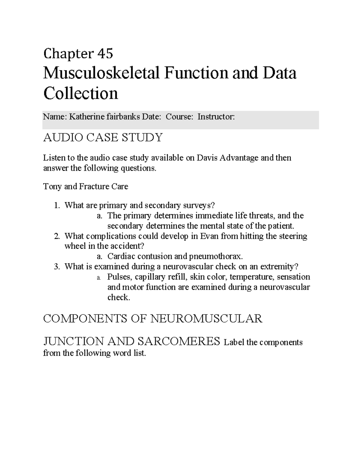 Musculoskeletal System Study Guide: Chapters 45 & 46 Insights - Studocu
