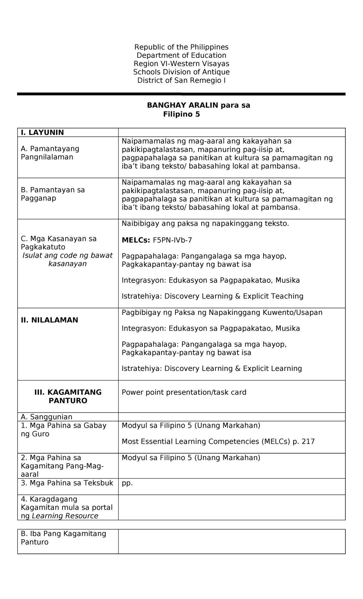 Final Plan for Filipino 5 Lesson on Communication Skills - Studocu