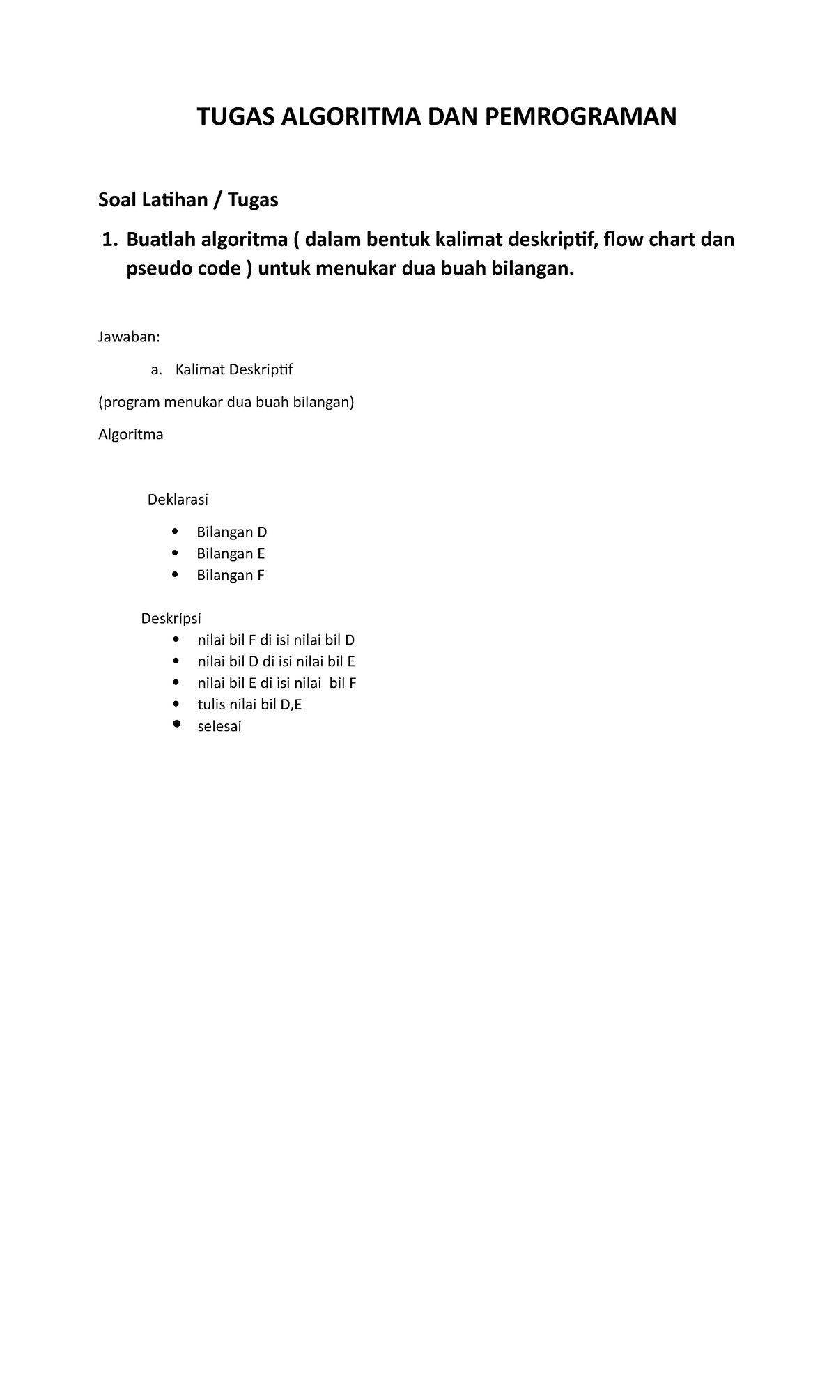 Tugas Algoritma Create Flowchart Tugas Algoritma Dan Pemrograman Soal