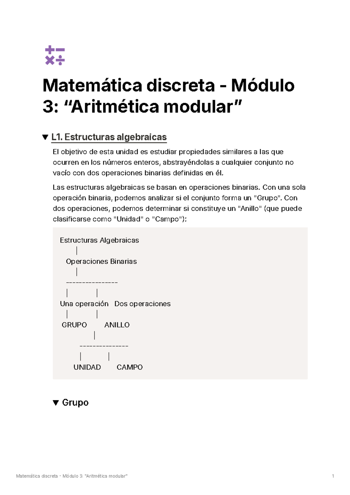 Resumen Matemática discreta - Módulo 3 - Aritmética modular ...
