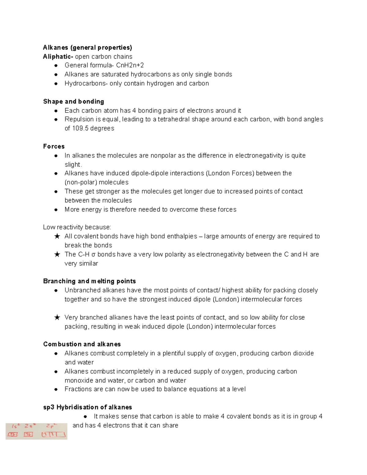 Alkanes (C1-Cn): General Properties and Reactions Notes - Studocu