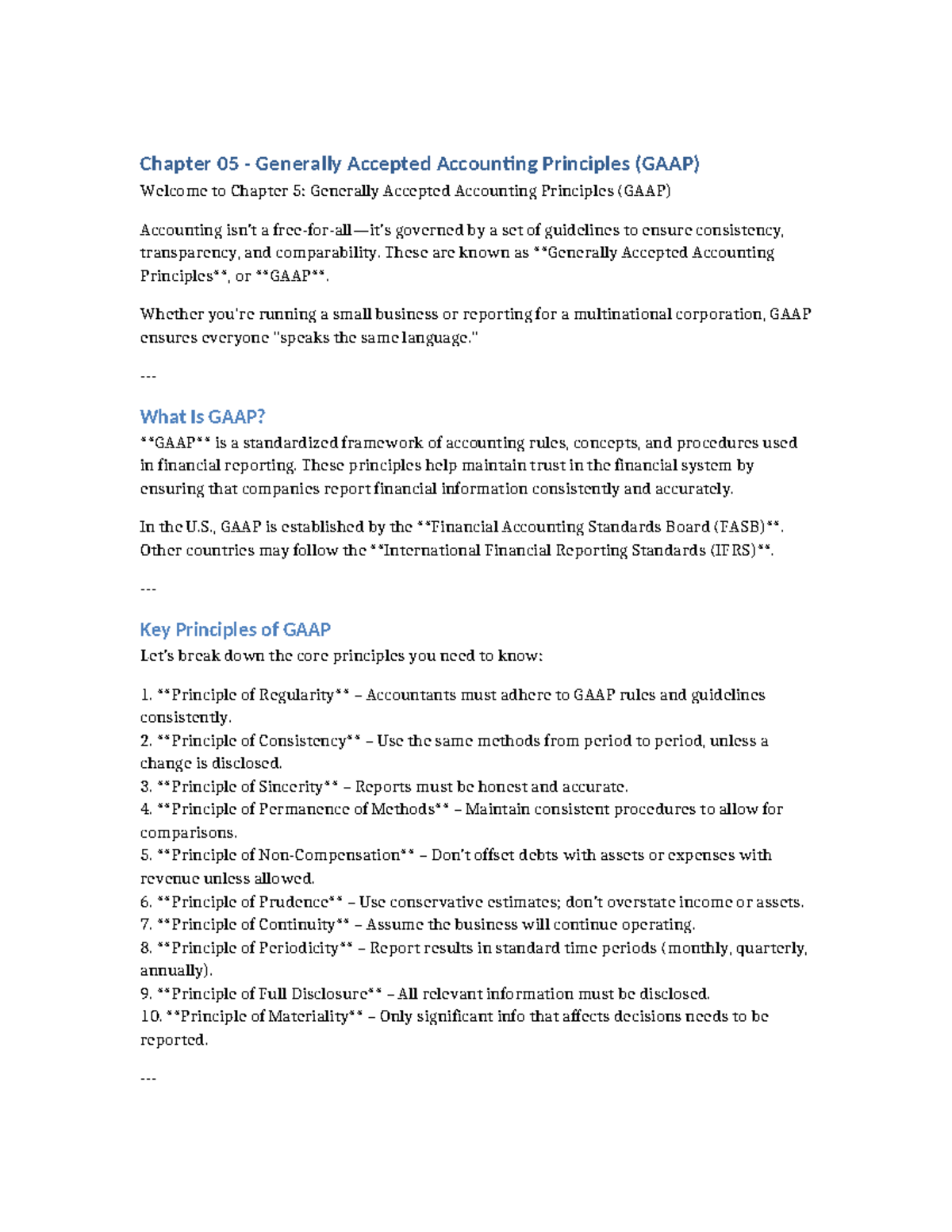 Chapter 05 - Key Concepts of Generally Accepted Accounting Principles ...