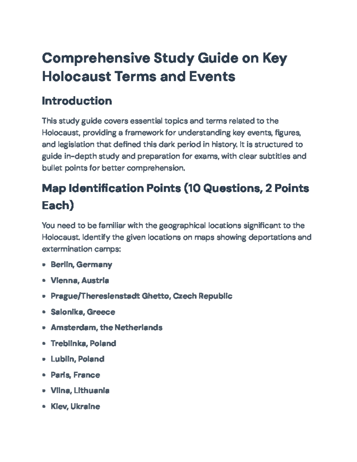 Holocaust Study Guide: Key Terms, Events & Exam Preparation ...