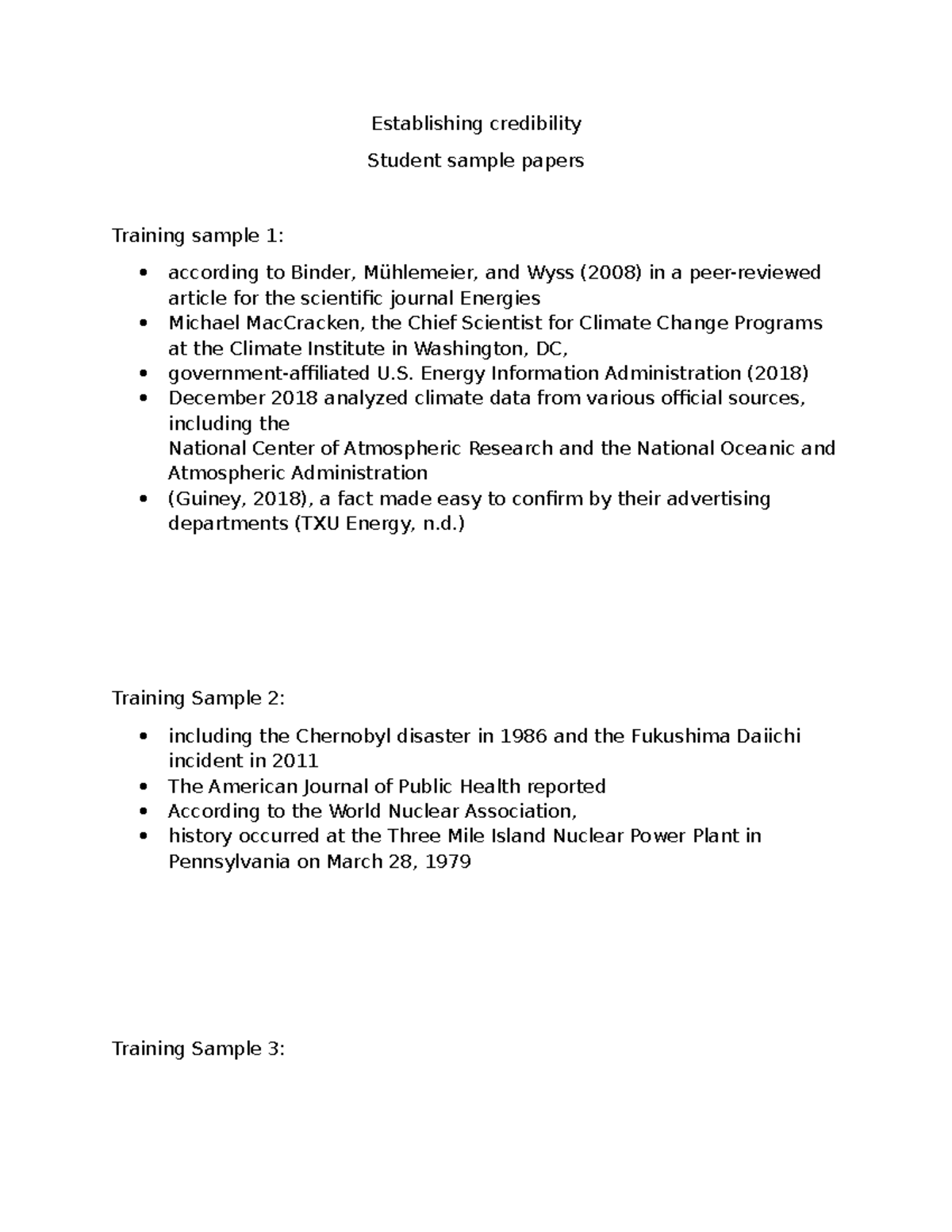 Establishing credibility - Establishing credibility Student sample ...