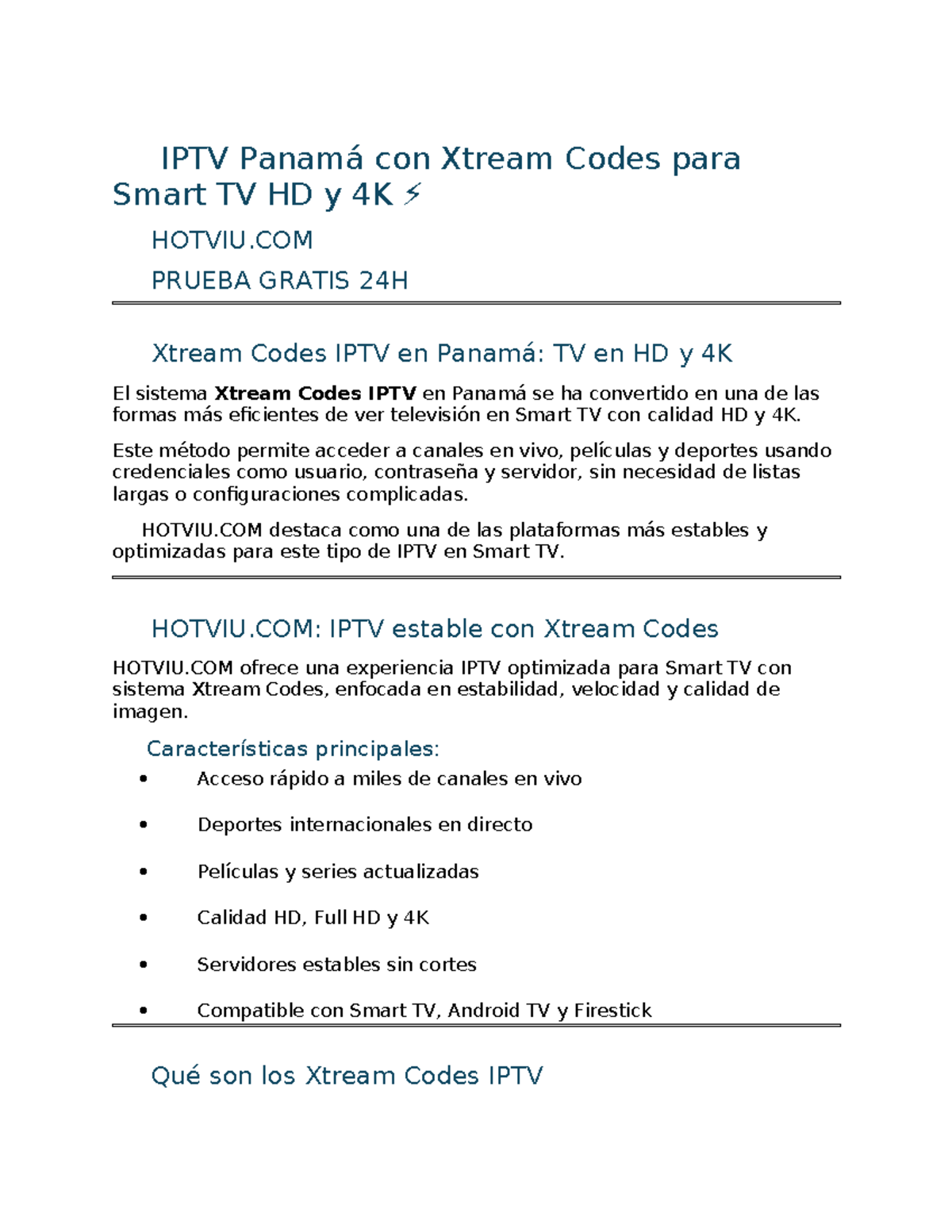 IPTV Panamá: Guía de Xtream Codes para Smart TV HD y 4K - Studocu