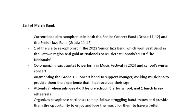 Earl of March Secondary School: Extracurricular Achievements ...