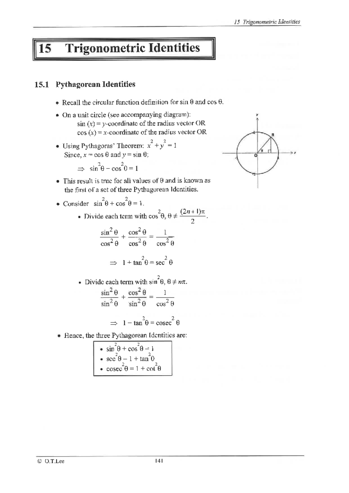 MS12 LEE CH15 Trigonometric Identities: Pythagorean and Angle Formulas ...