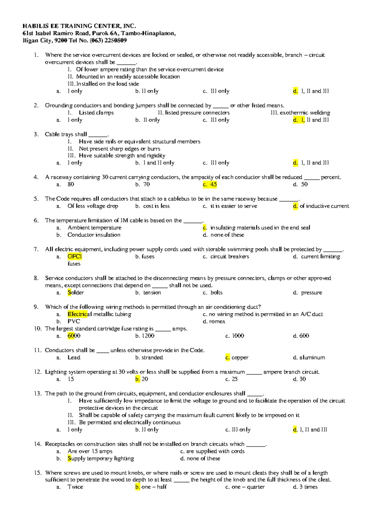 Habilis Review Center 3 - HABILIS EE TRAINING CENTER, INC. 61st Isabel ...