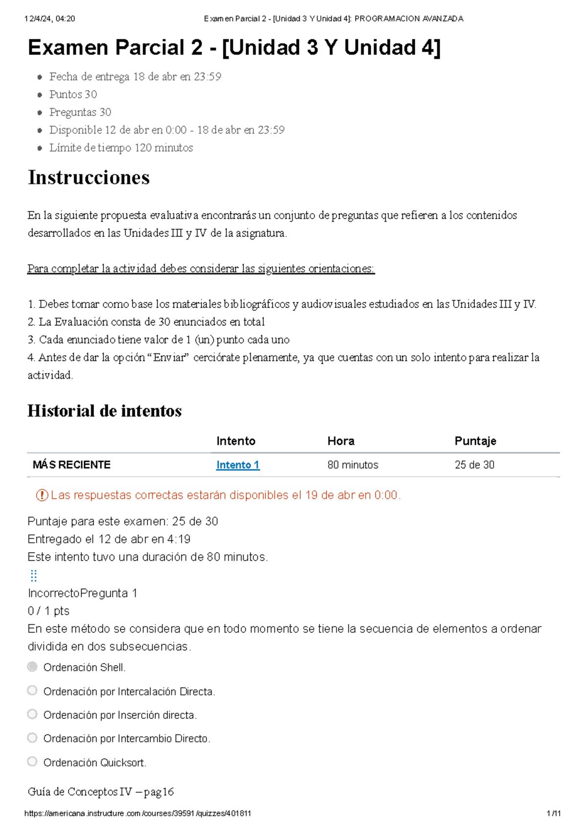Examen Parcial 2 - [Unidad 3 Y Unidad 4] Programacion Avanzada - Examen ...