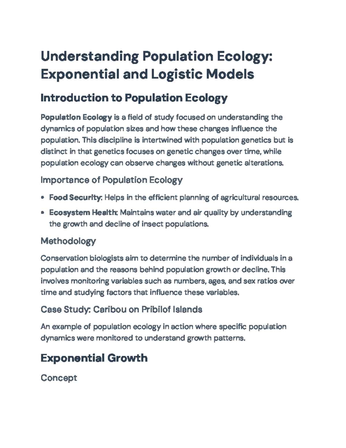 Understanding Population Ecology: Exponential & Logistic Growth Models ...