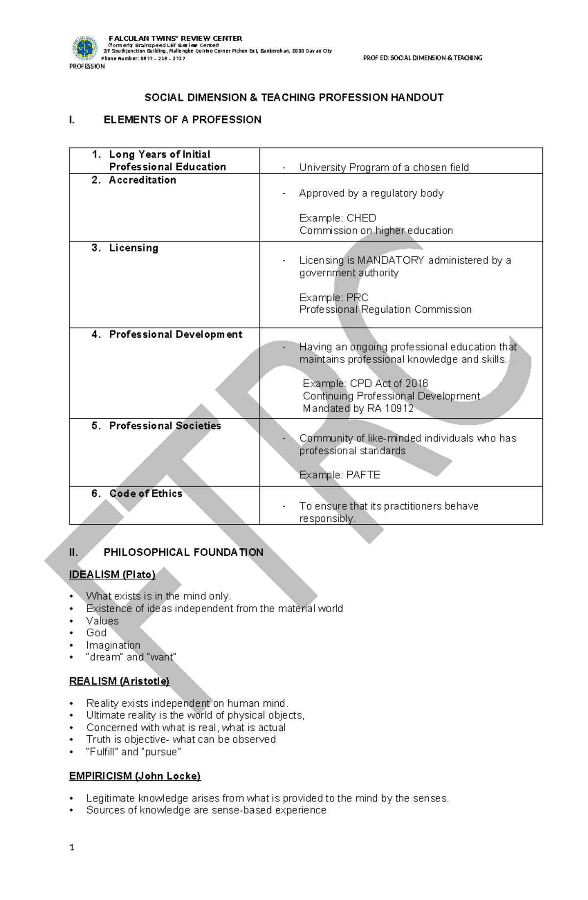 PROF ED 101: Social Dimension Teaching Handout and Review Notes - Studocu