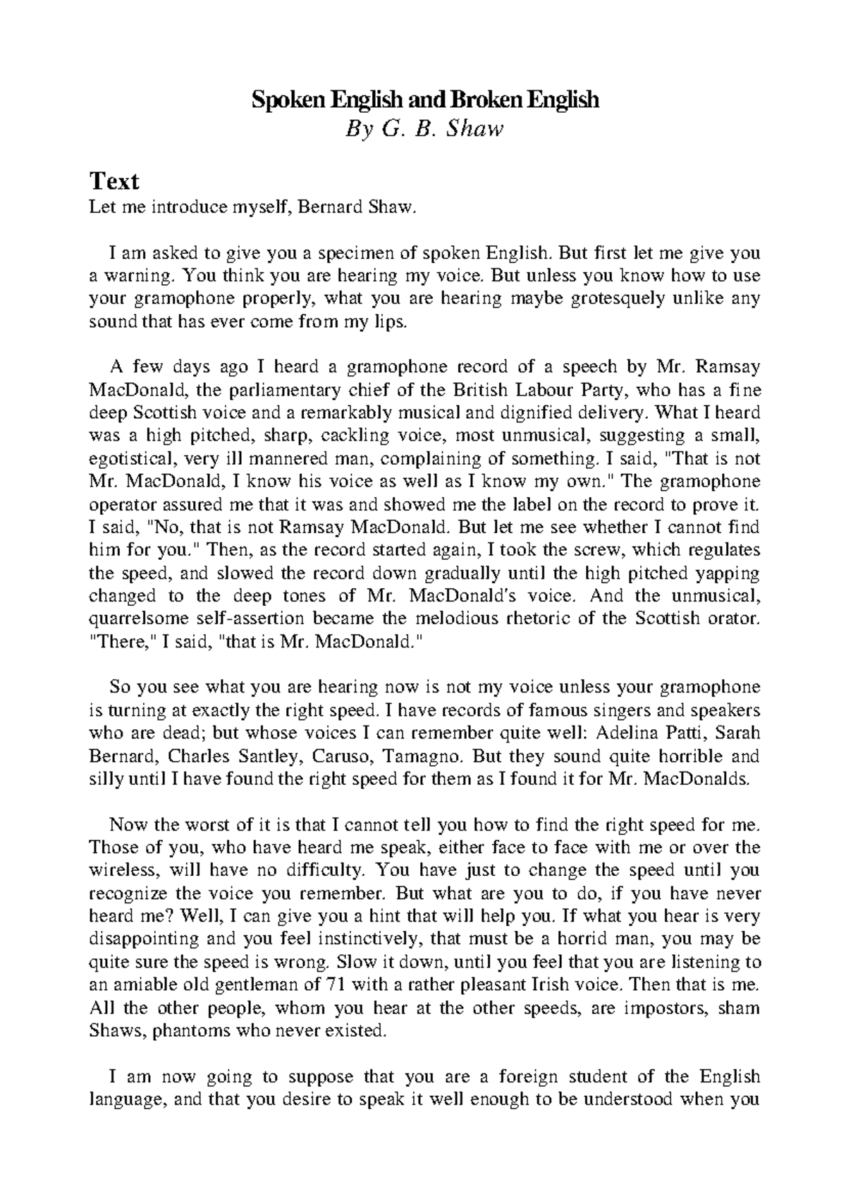 Prose 4: Spoken English vs. Broken English - G.B. Shaw's Insights - Studocu