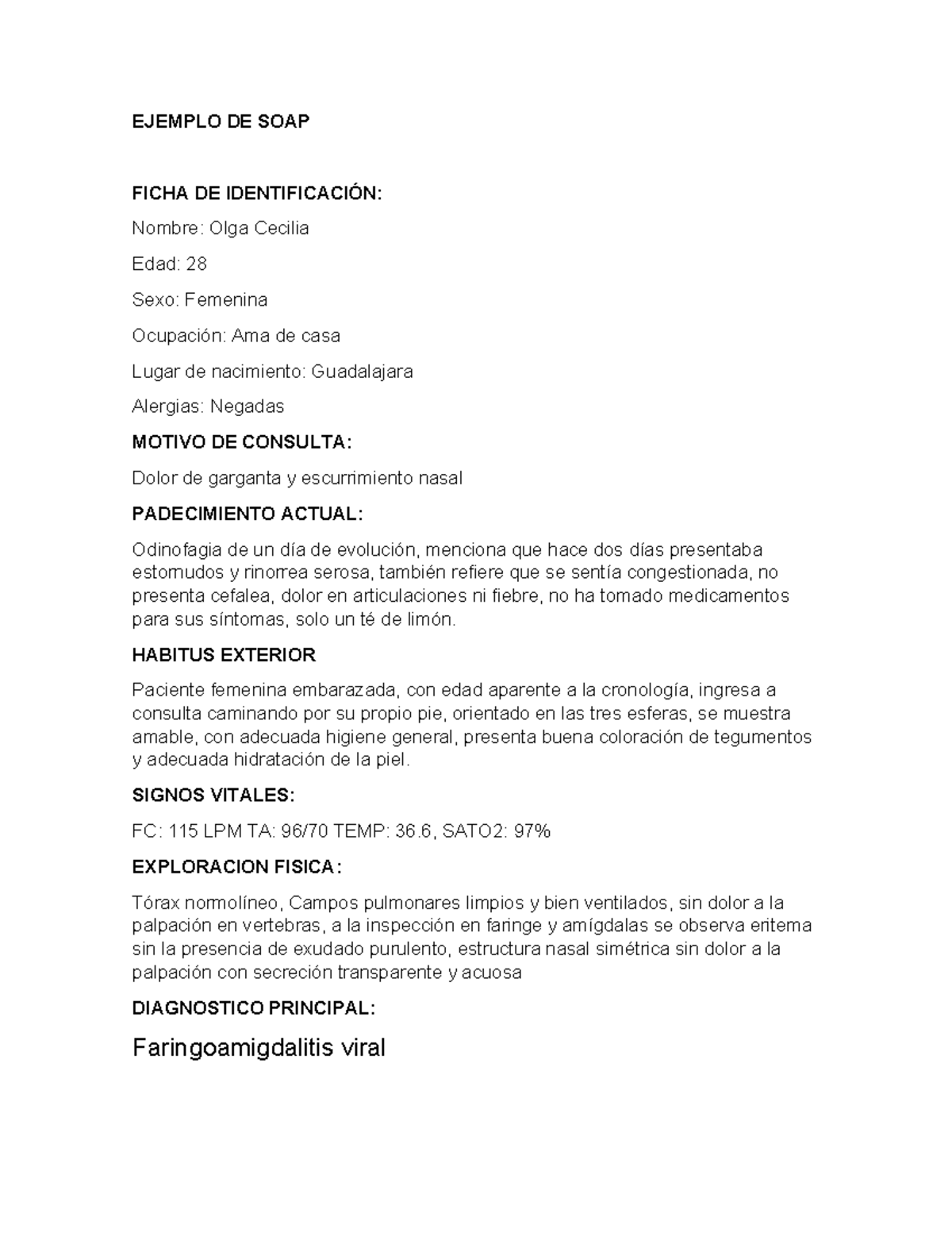 Ejemplo de SOAP: Ficha de Identificación y Diagnóstico Viral - Studocu