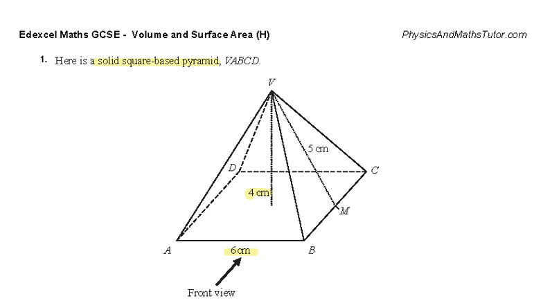 Edexcel Maths GCSE Volume and Surface Area (H) Study Notes - Studocu