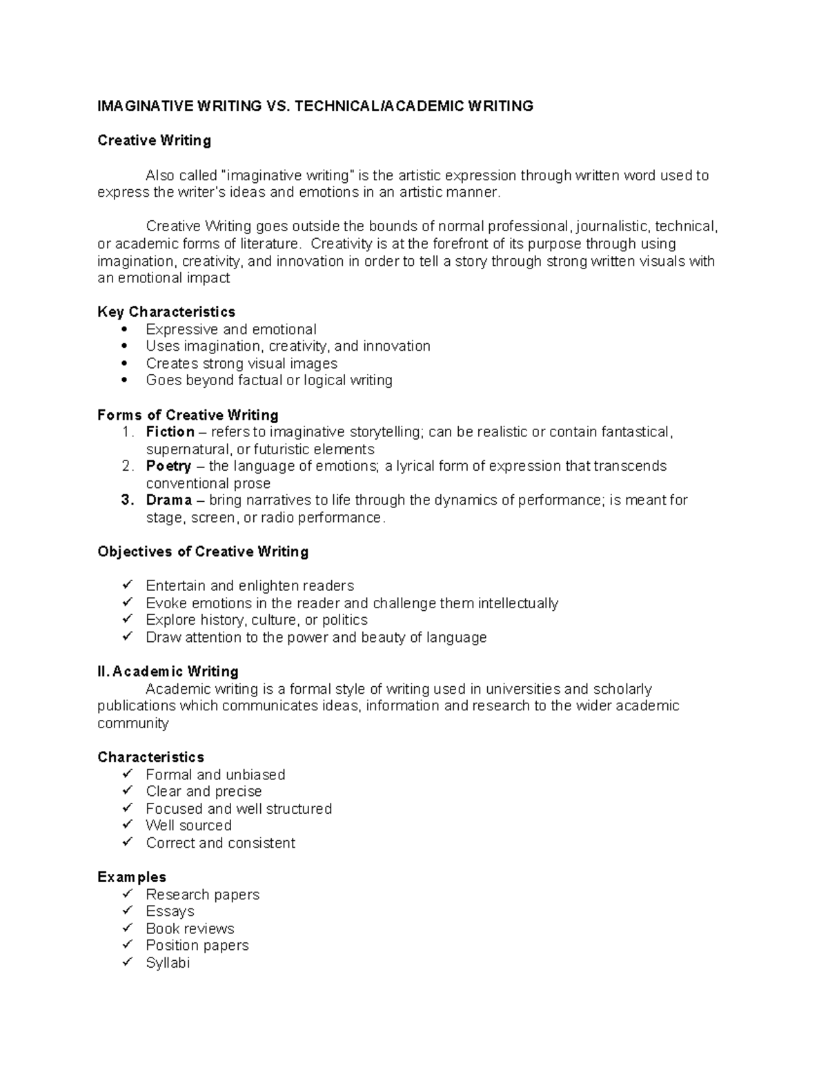 Creative Writing vs. Academic Writing: Key Characteristics & Forms ...