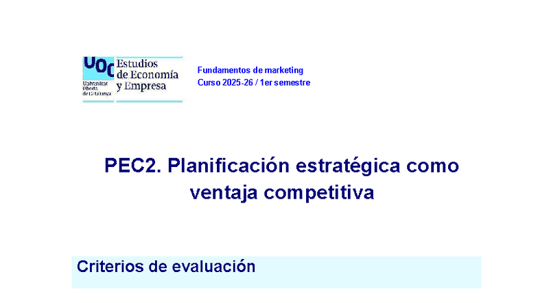 Fundamentos de Marketing PEC2: Planificación Estratégica y Análisis del ...