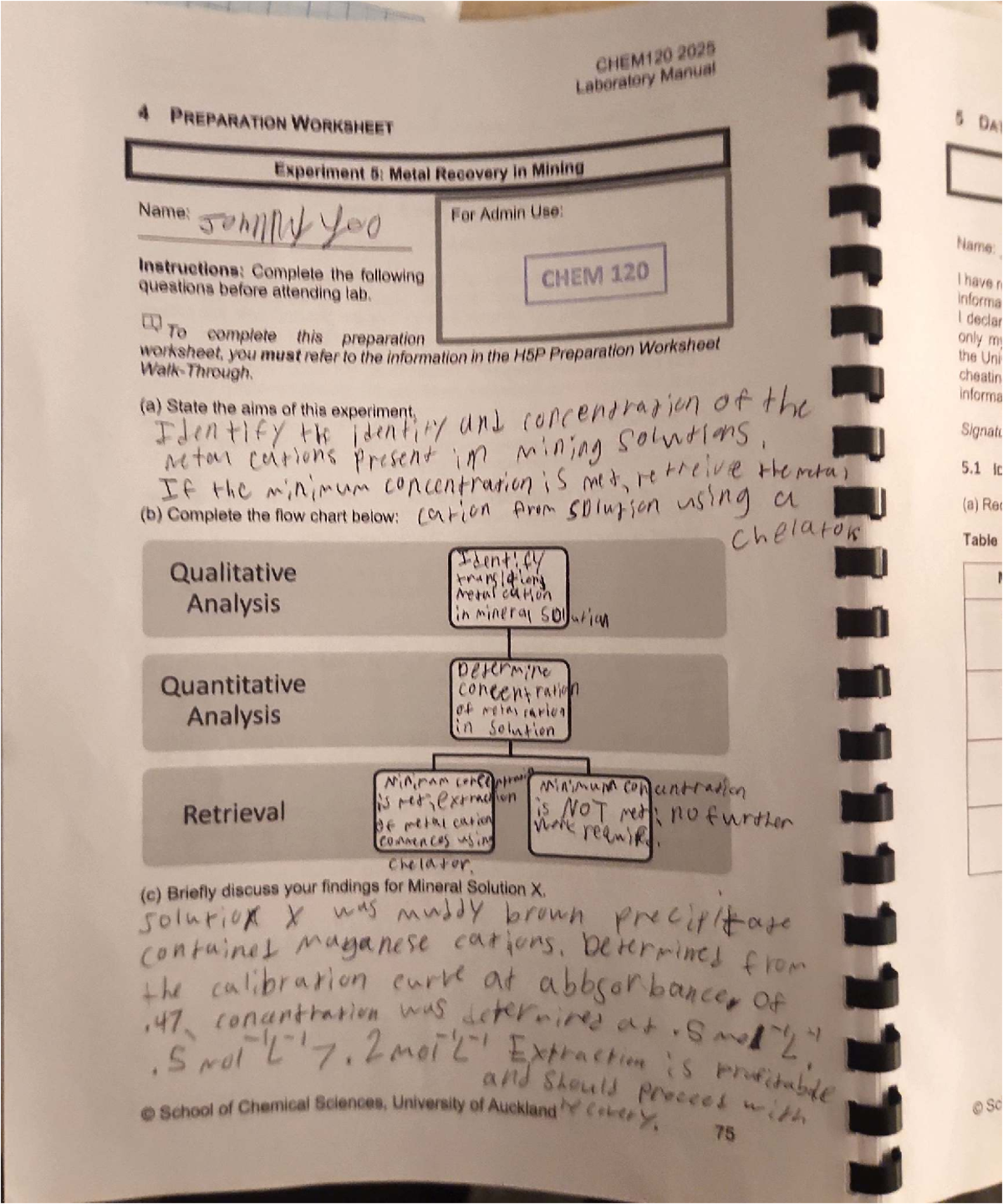 CHEM120 2025 Lab 5: Metal Recovery in Mining Preparation Worksheet ...