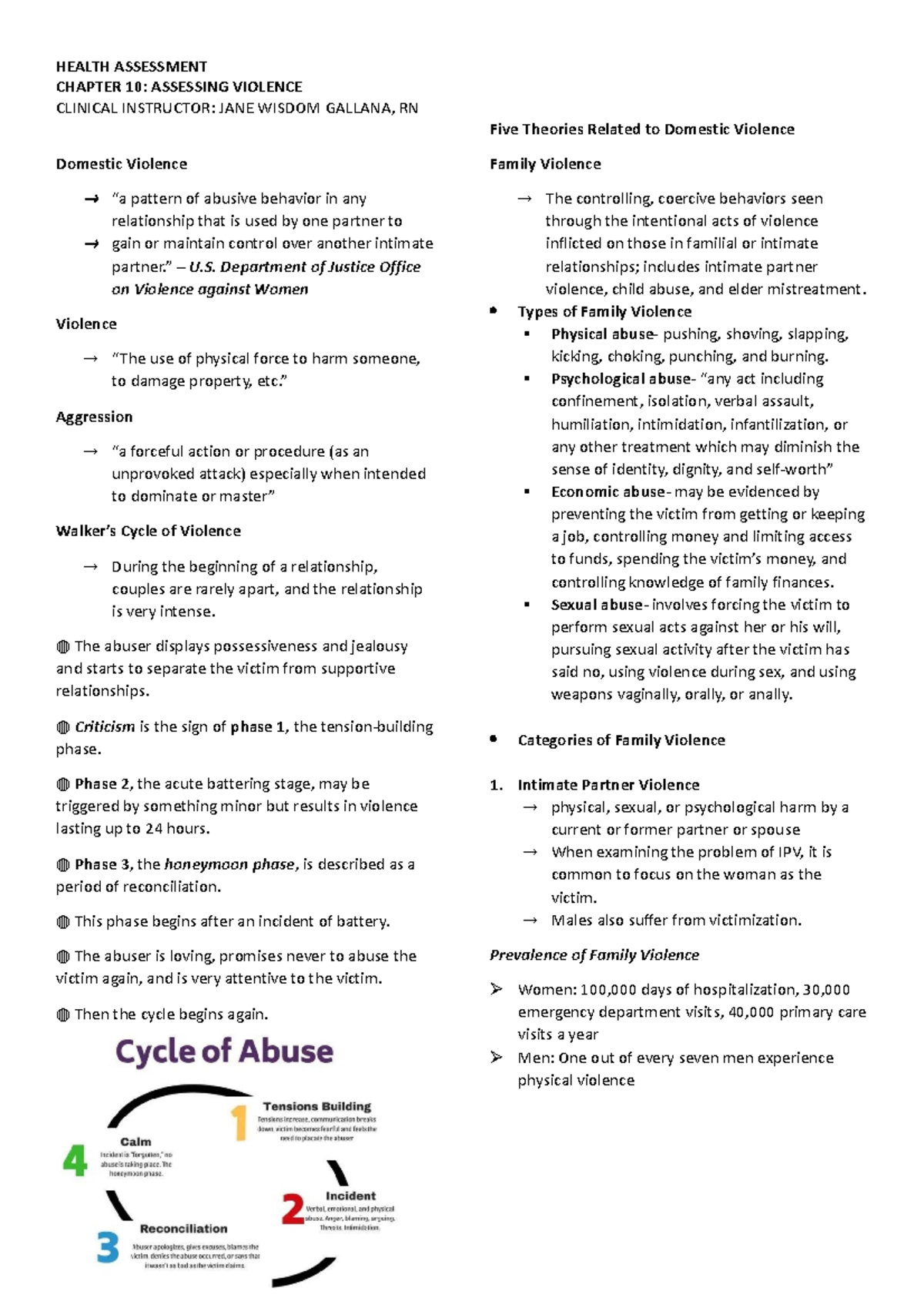 HA Chapter 10: Assessing Violence and Its Impact on Health - Studocu