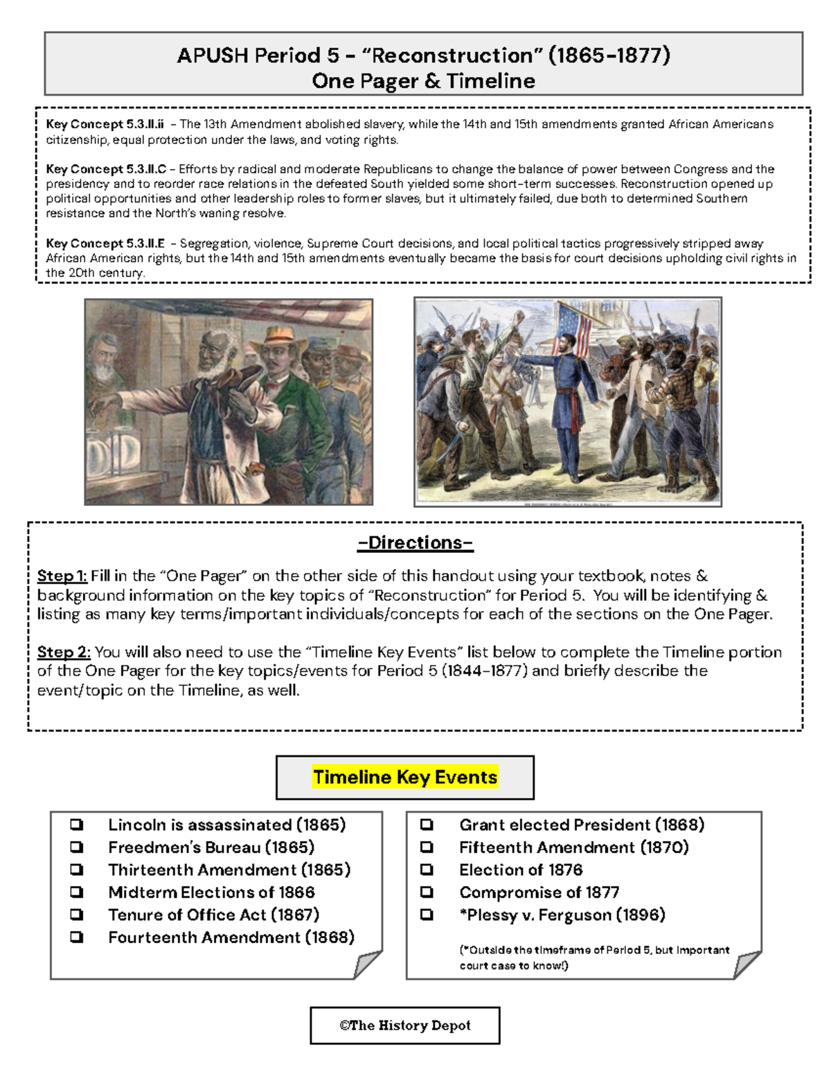 2- Apush Period 5 - Reconstruction ONE Pager -Directions- Step 1: Fill ...