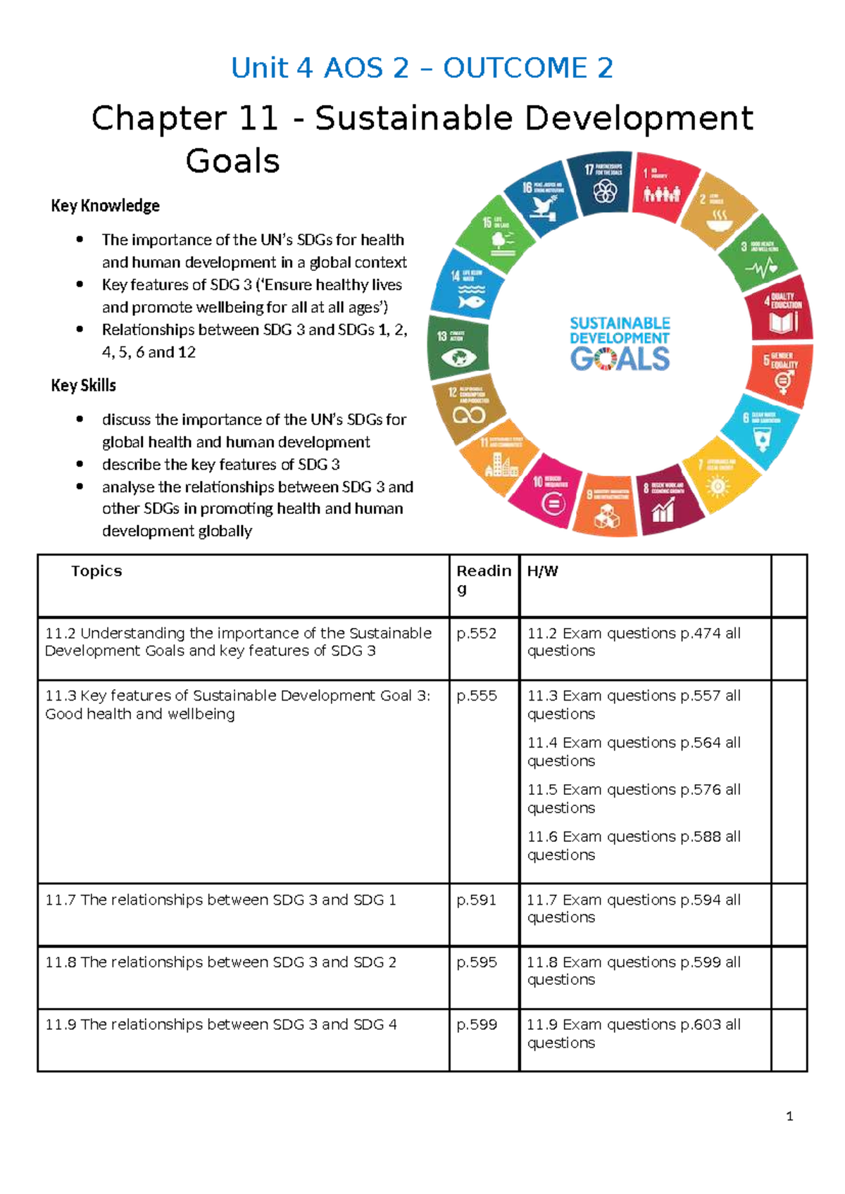 Unit 4 AOS 2: Chapter 11 - Sustainable Development Goals & Global ...