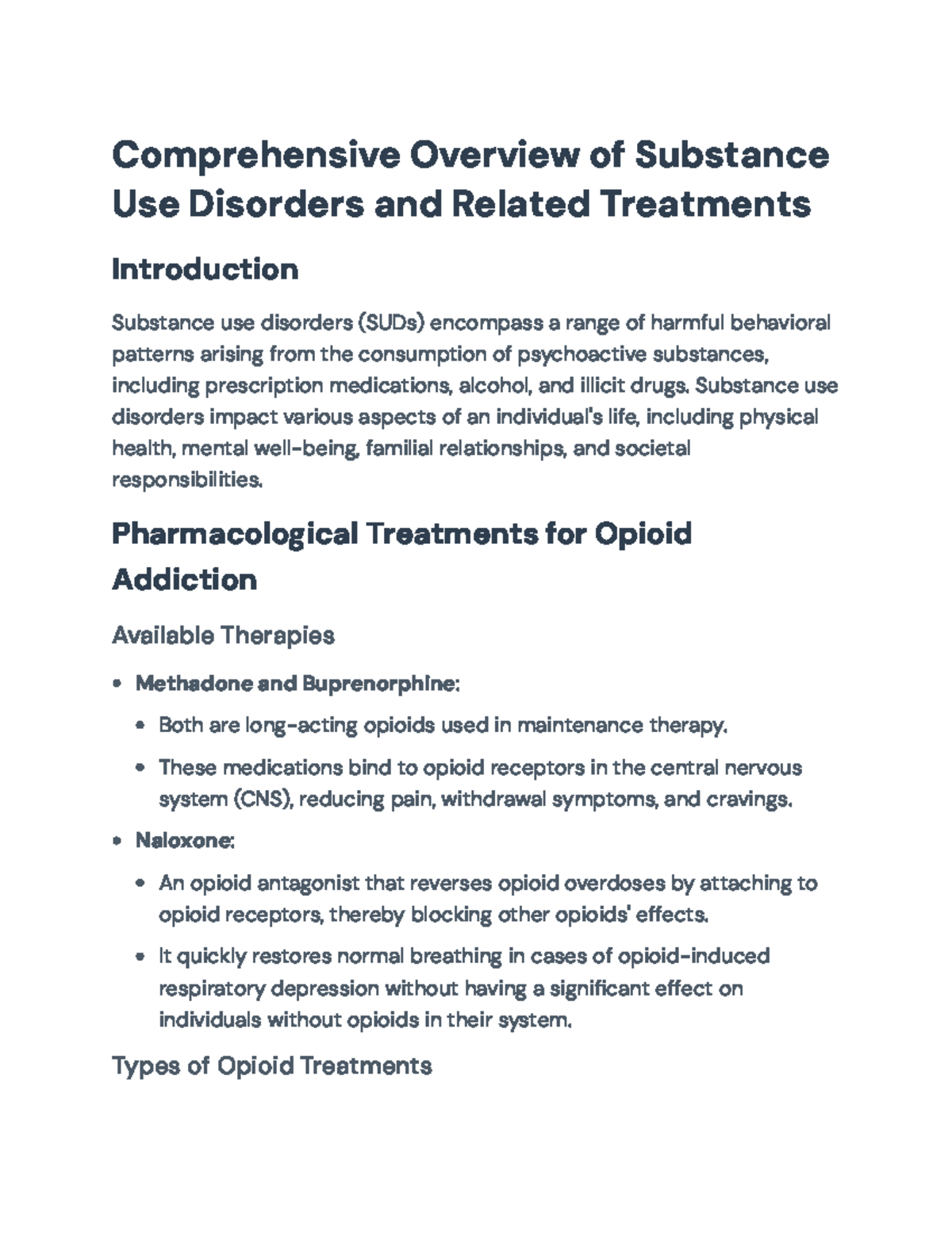 Comprehensive Overview of Substance Use Disorders and Treatments ...
