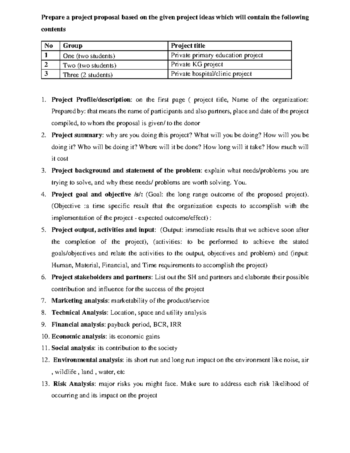Project Proposal Assignment 2025 - BDU: Private Education Projects ...