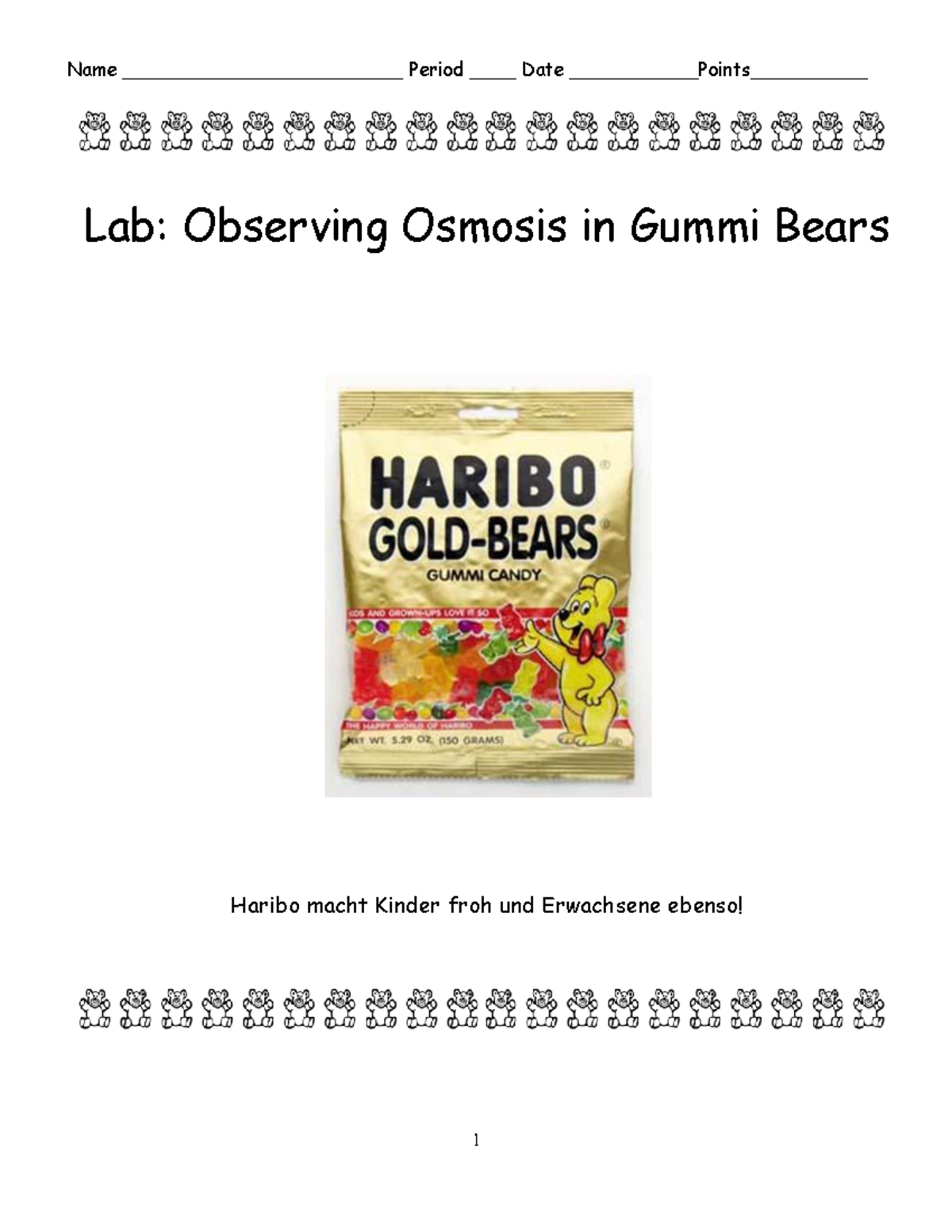 Osmosis in Gummy Bears Lab: Investigating Water Movement - Studocu