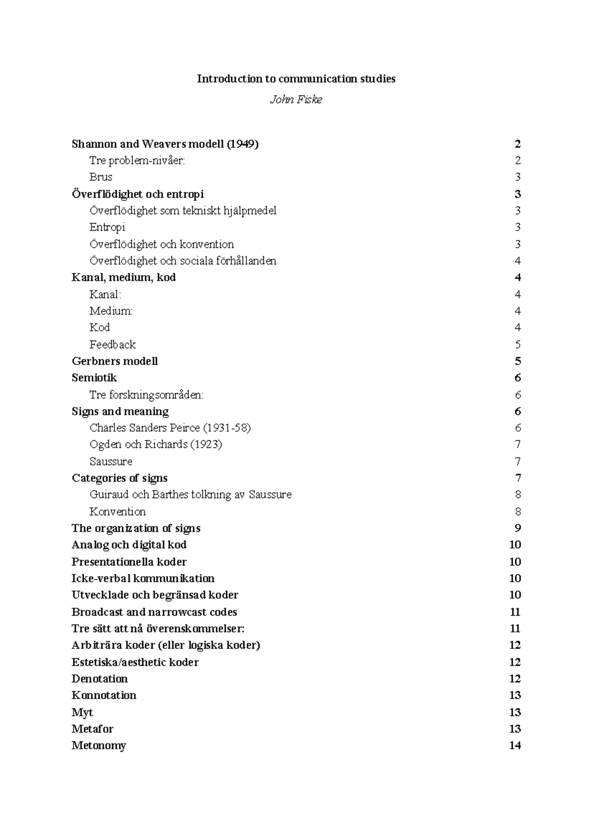 Communication Studies Overview - Baseline Theory & Key Concepts - Studocu