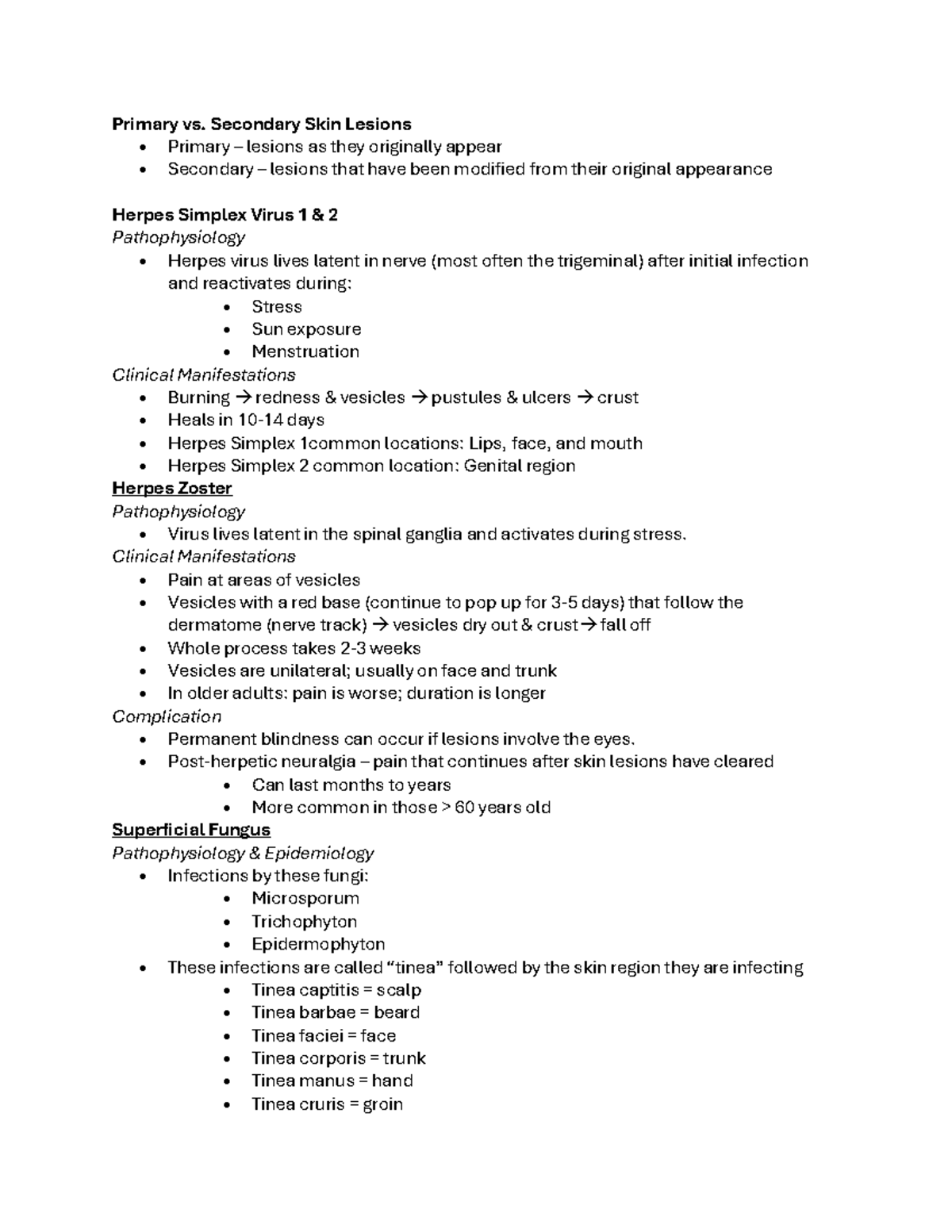 Exam 2 Patho: Primary & Secondary Skin Lesions Overview - Studocu