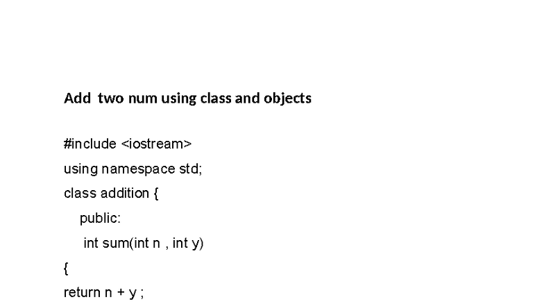 Programming Notes: Class & Object Examples and Functions - Studocu