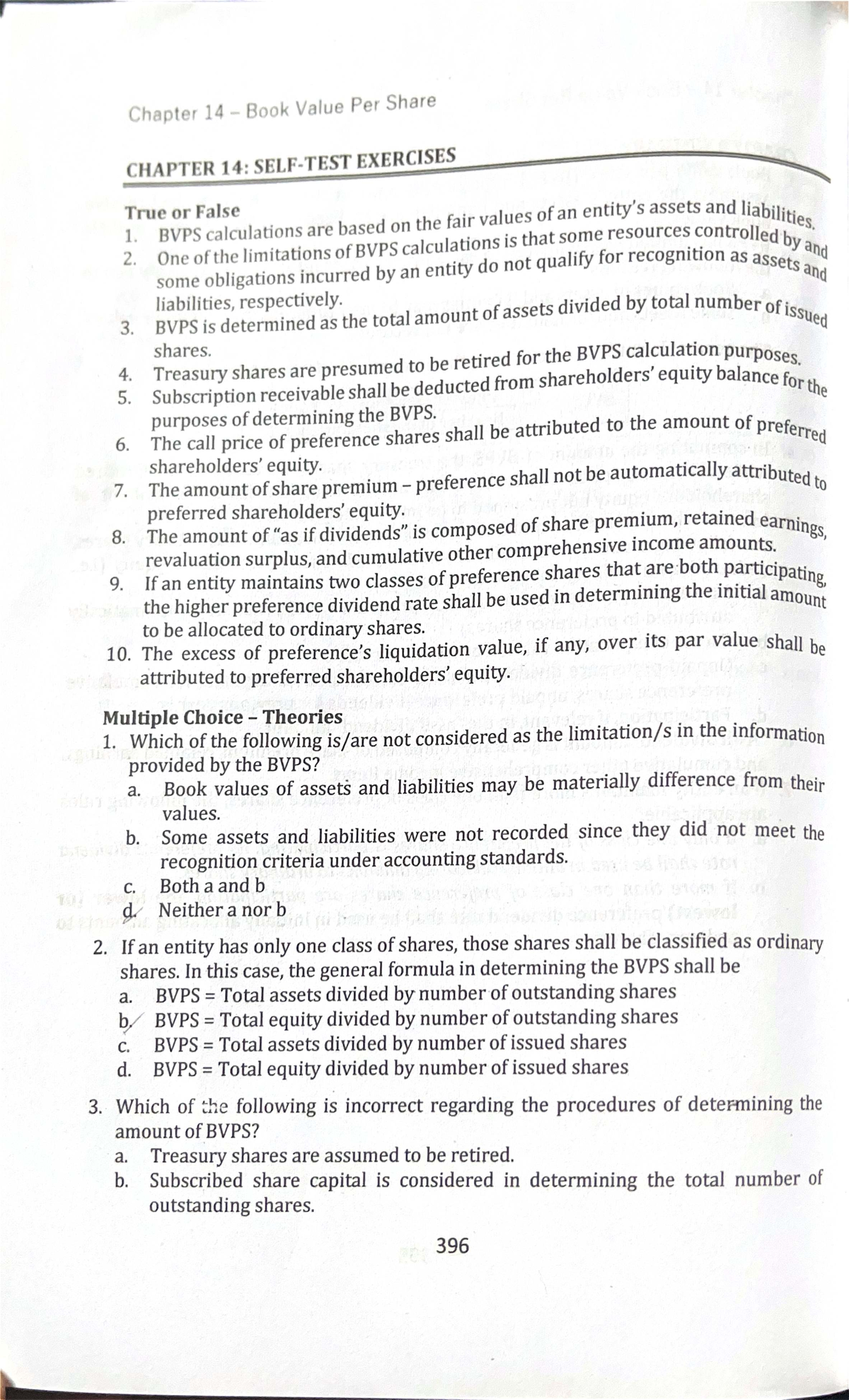 Chapter 14: Book Value Per Share Exercises and Theories - Studocu