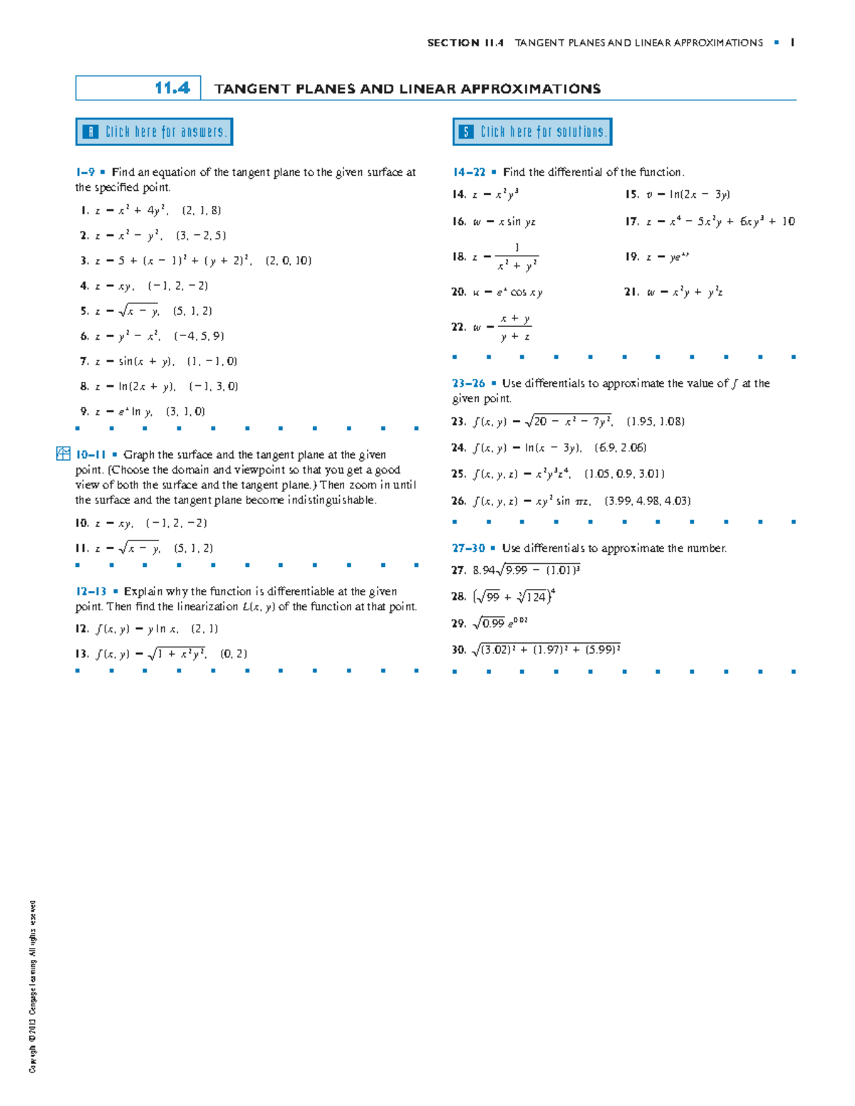 SECTION 11.4: Tangent Planes & Linear Approximations Revision Exercise - Studocu