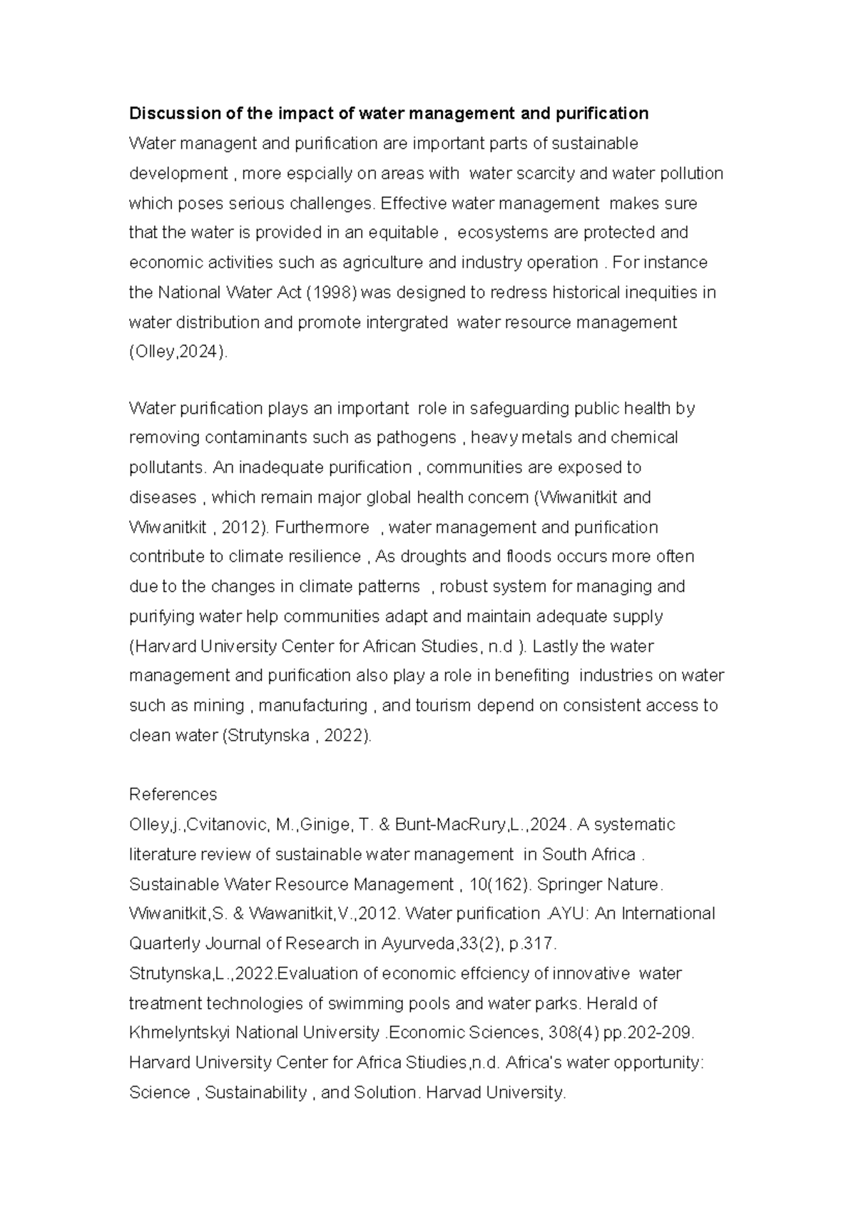 Water Management & Purification: Impact on Sustainability and Health ...
