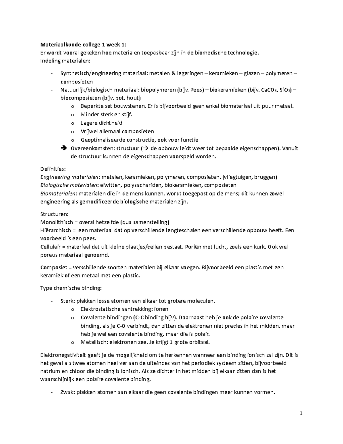 Materiaalkunde 1 & 2: Toepassingen en Structuur van Materialen ...