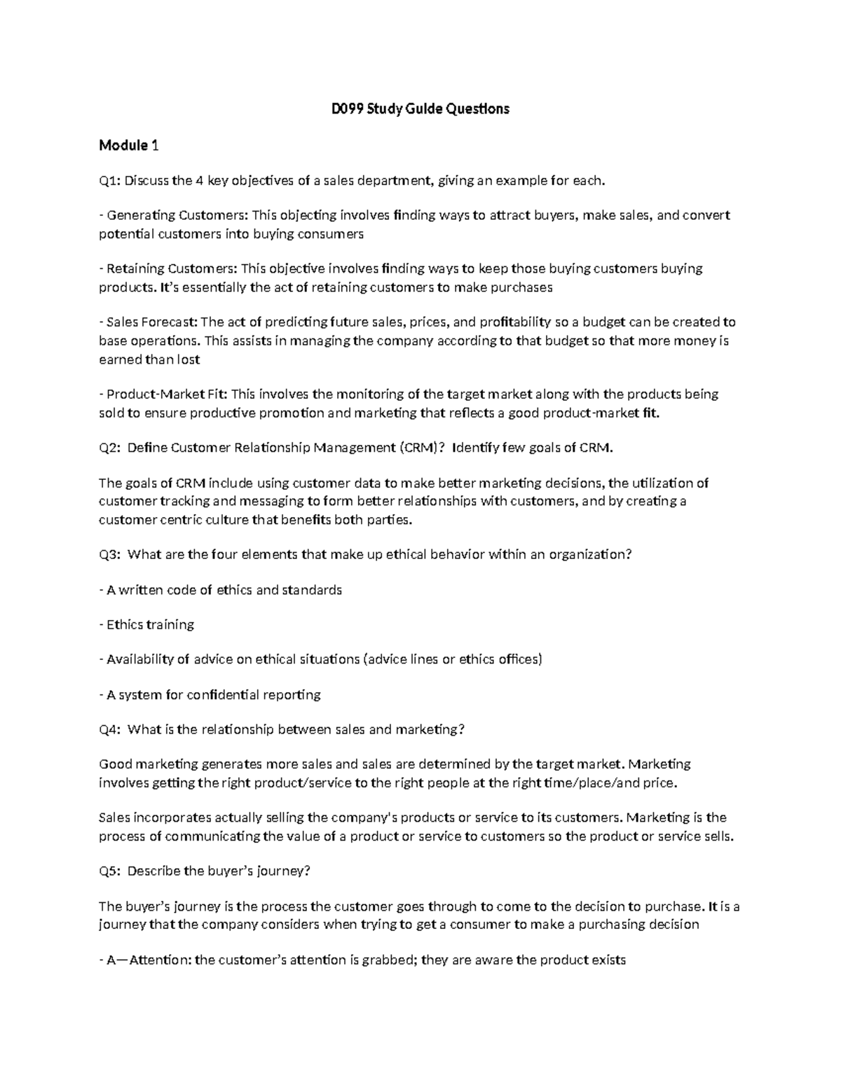 D099 Study Guide: Key Sales Concepts and Strategies (2023) - Studocu
