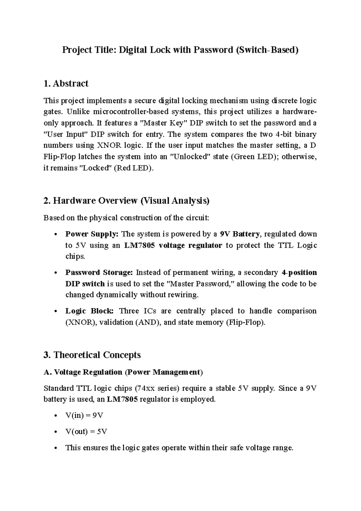 Digital Lock Project (ENGR 101): Secure Password Mechanism - Studocu