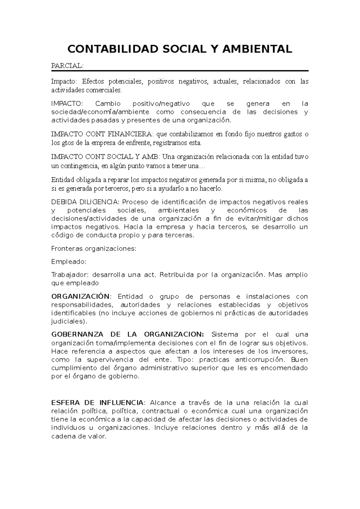 Apuntes de CONT SOC Y AMB: Impacto y Gobernanza Organizacional - Studocu