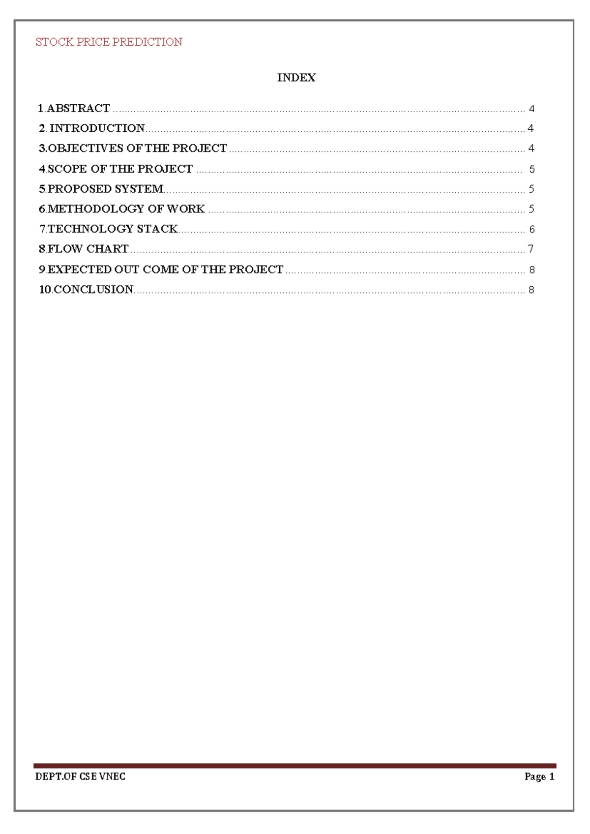 STOCK PRICE PREDICTION PROJECT SYNOPSIS - BCS786 - Studocu