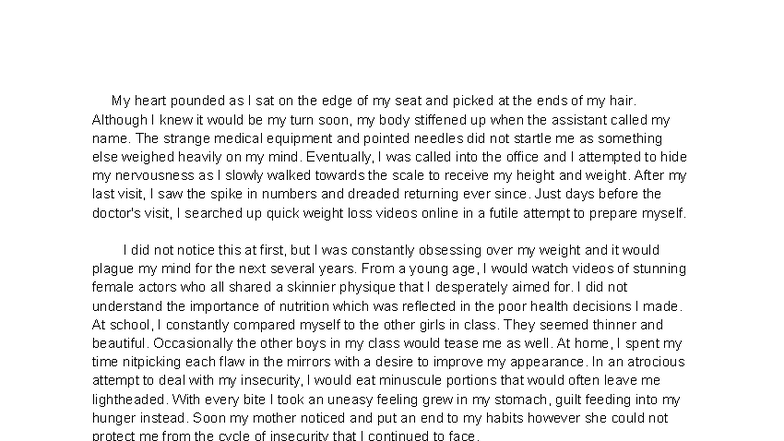 College Essay #2: Embracing Identity and Overcoming Insecurities - Studocu