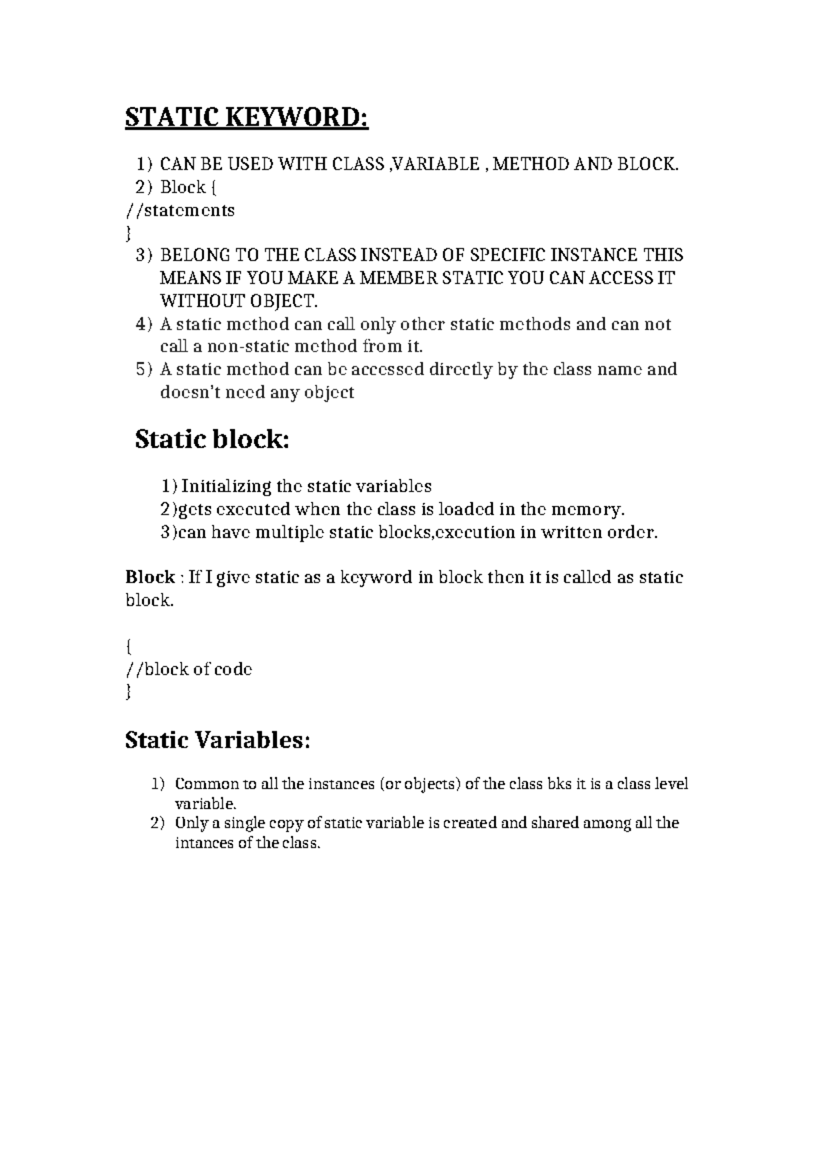Static Keyword - SMPS Lab Manual Overview and Usage - Studocu
