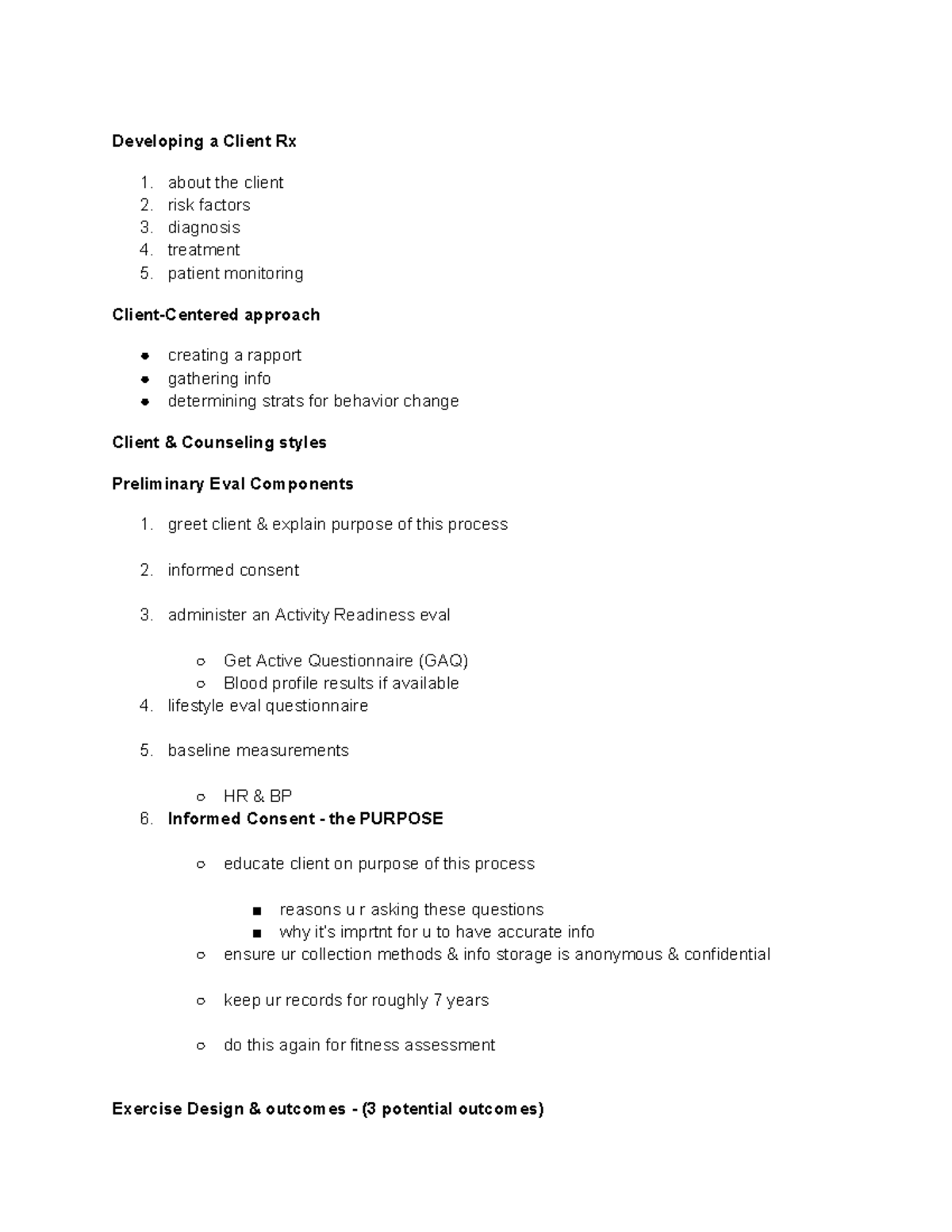 Baselines for Client Rx: Risk Factors, Assessment, and Monitoring - Studocu