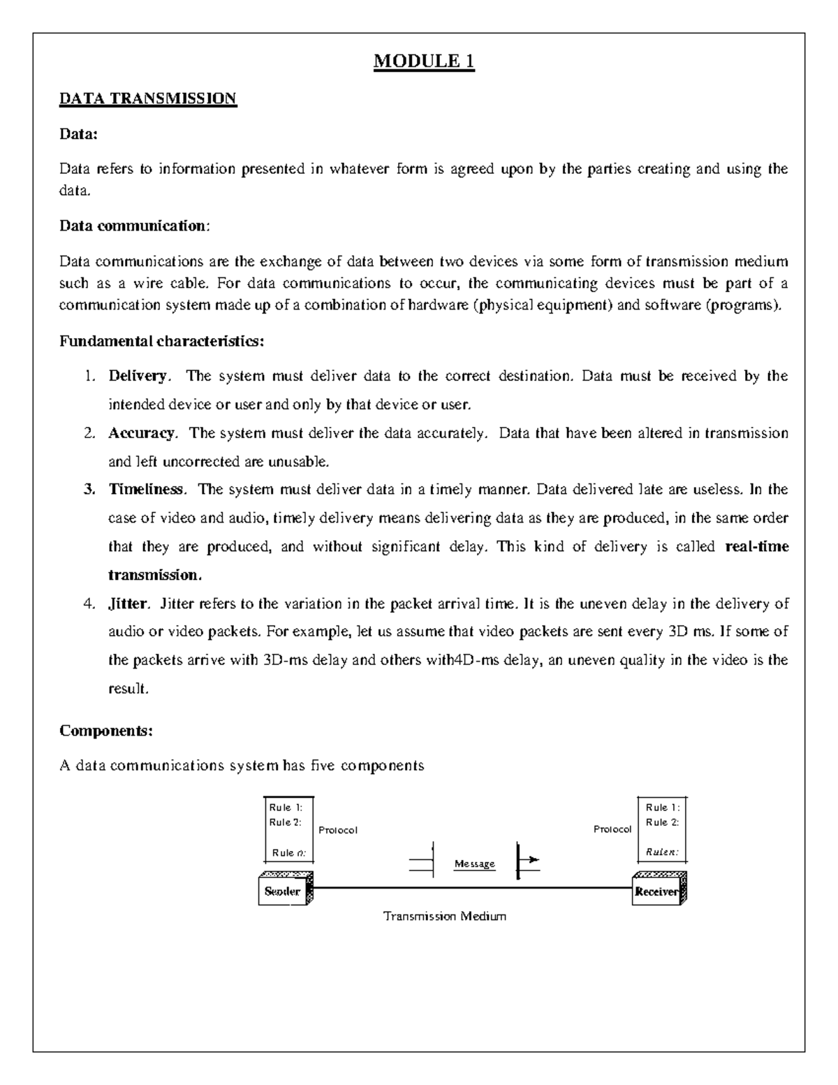 Module 1 - Data Transmission Notes - Studocu