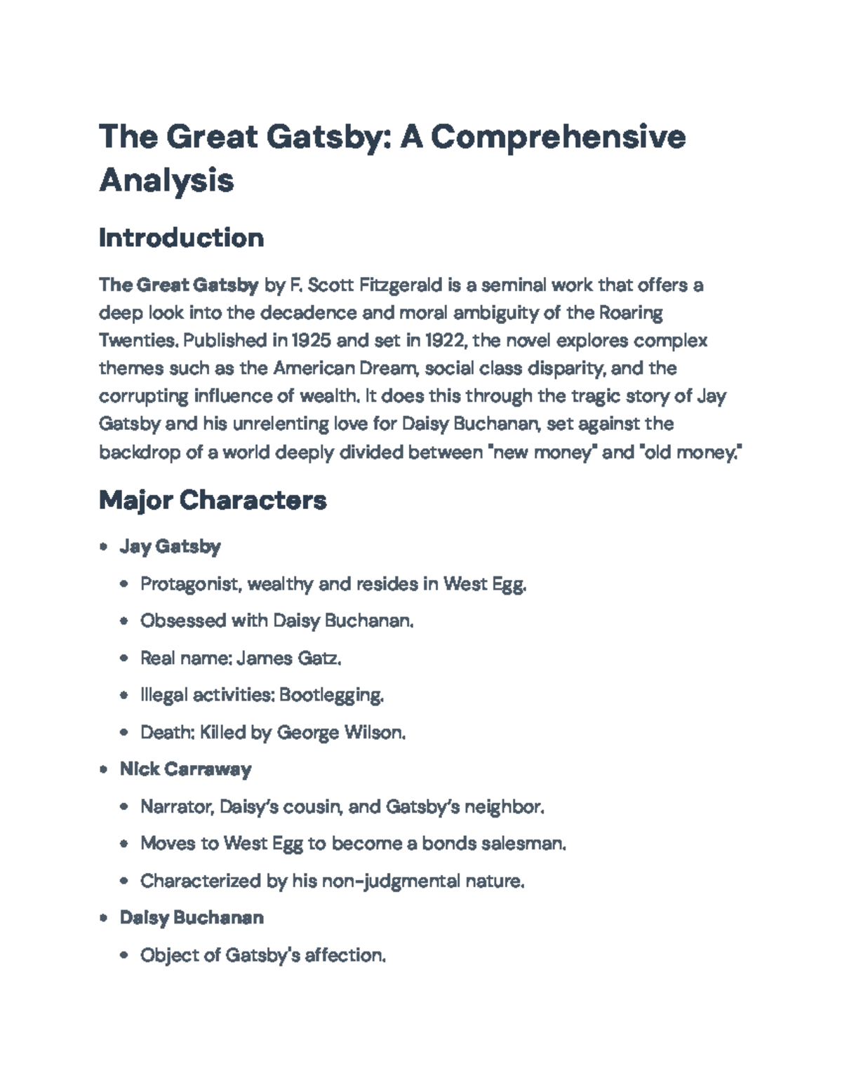 The Great Gatsby: Comprehensive Analysis and Study Guide - The Great ...