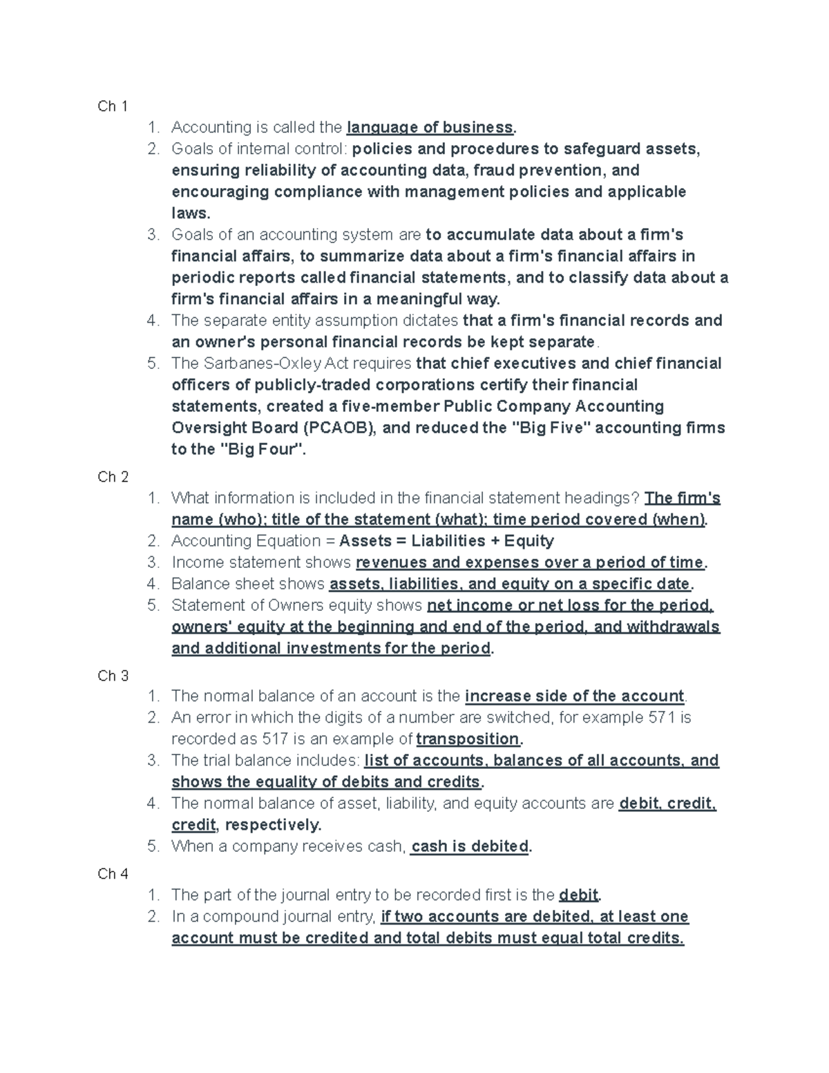Accounting 101 Exam Study Guide: Key Concepts and Financial Statements ...